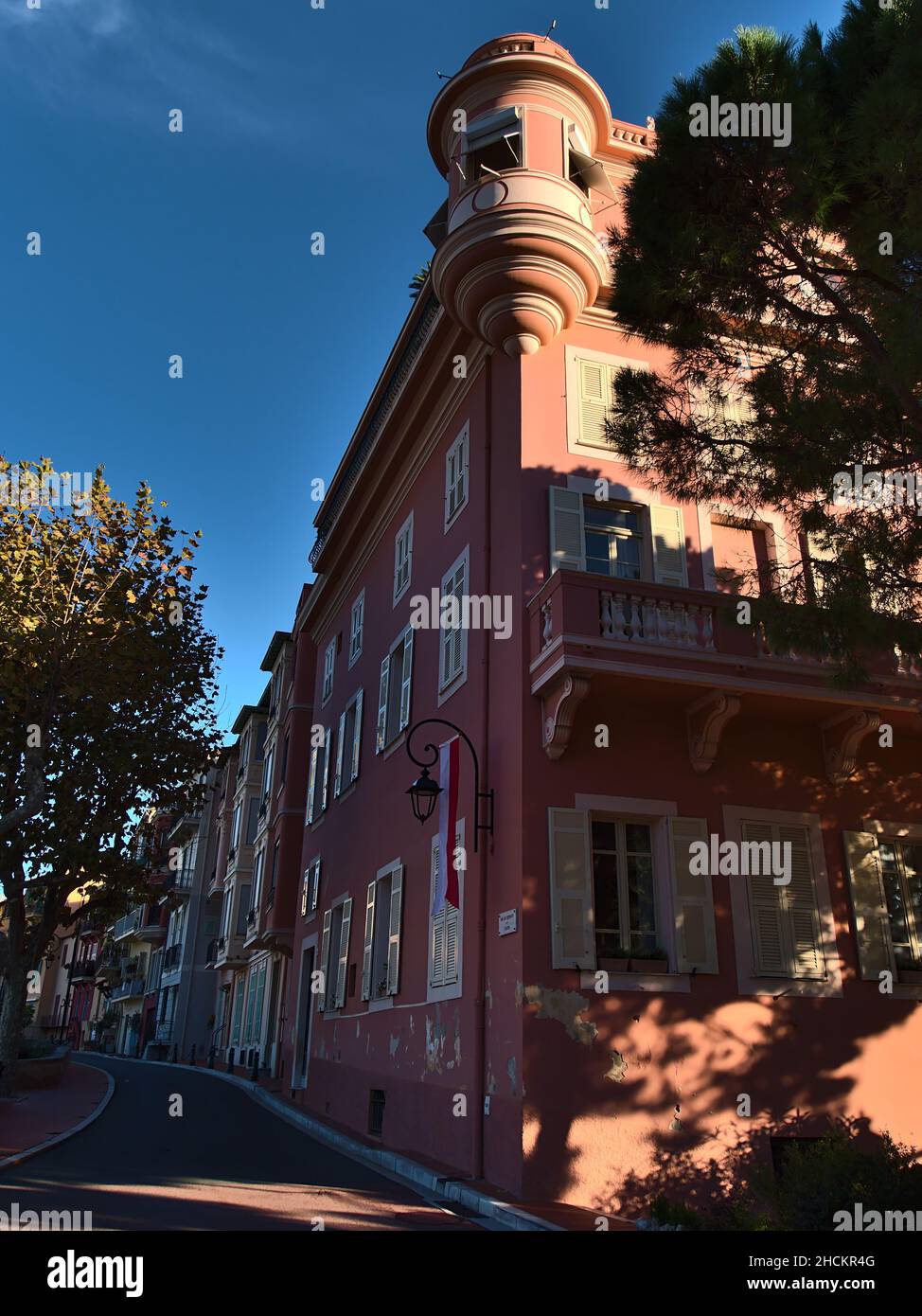 Cityscape of the historic center of Monaco (Monaco-Ville) with street ...