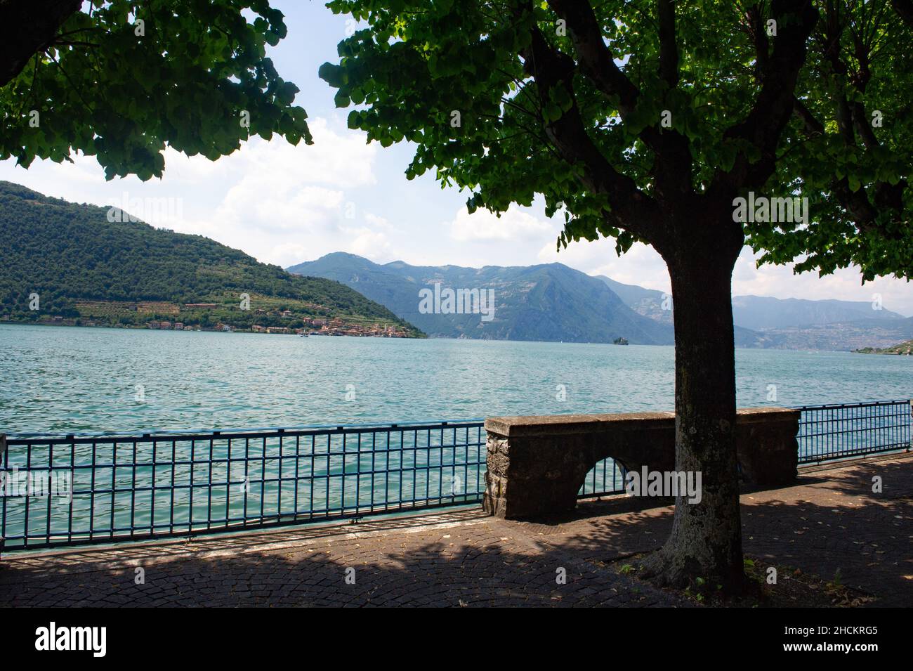 Europe, Italy, Lombardy, Lake Iseo, Sebino Lake, Sulzano, panoramic ...