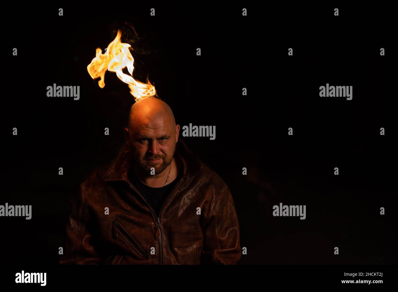 Bald frightened man in hi-res stock photography and images - Alamy