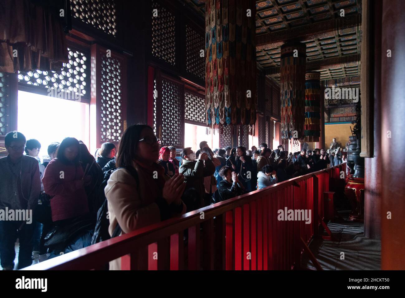 People praying at The Lama Temple Stock Photo - Alamy