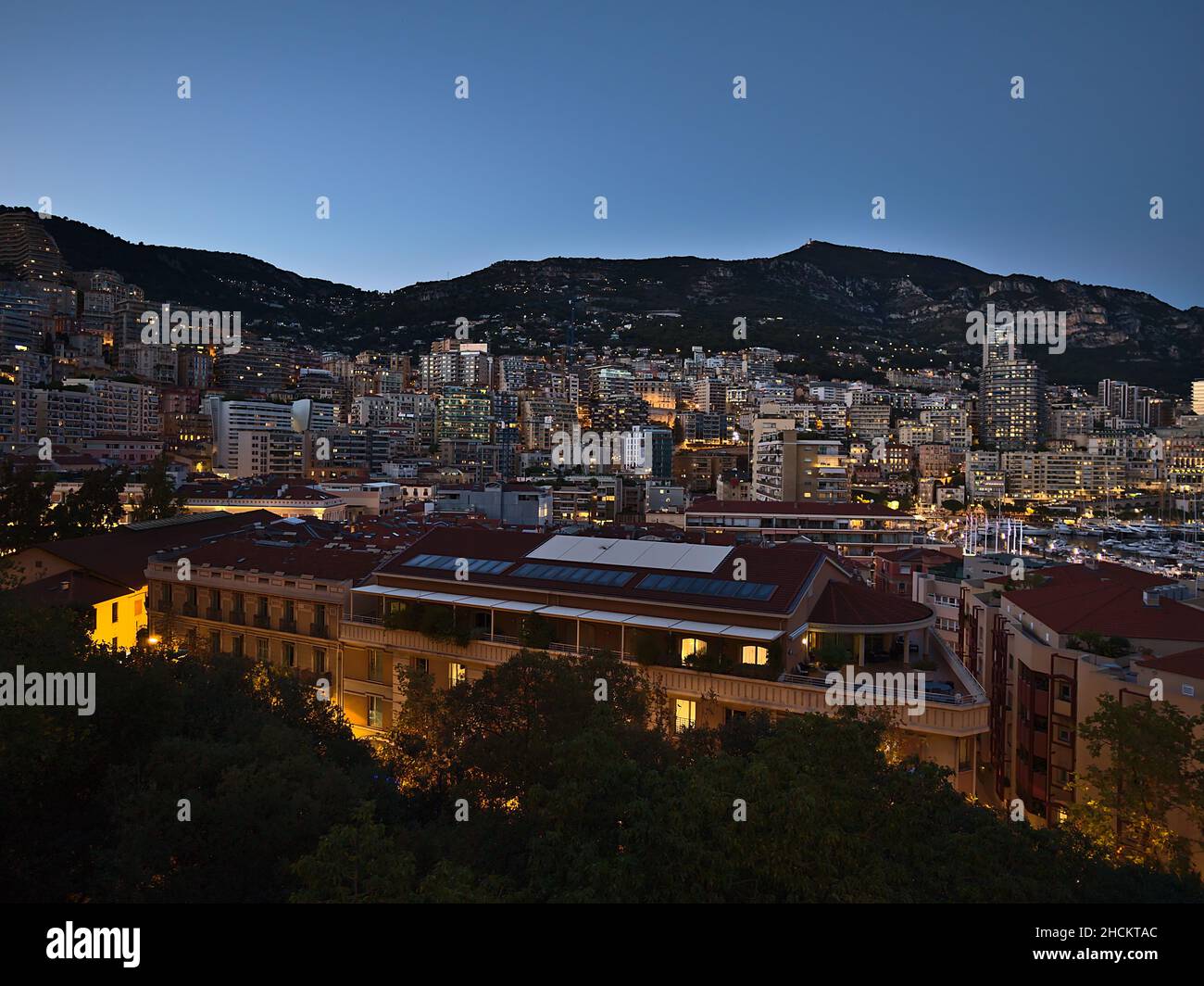 Beautiful panoramic view over the downtown of Monaco at the French ...