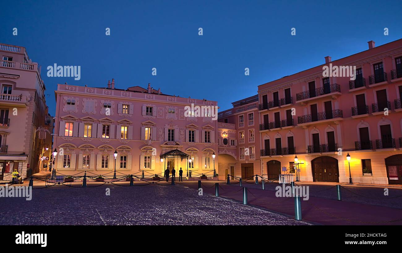 Night view of famous square Place du Palais in the historic center of ...