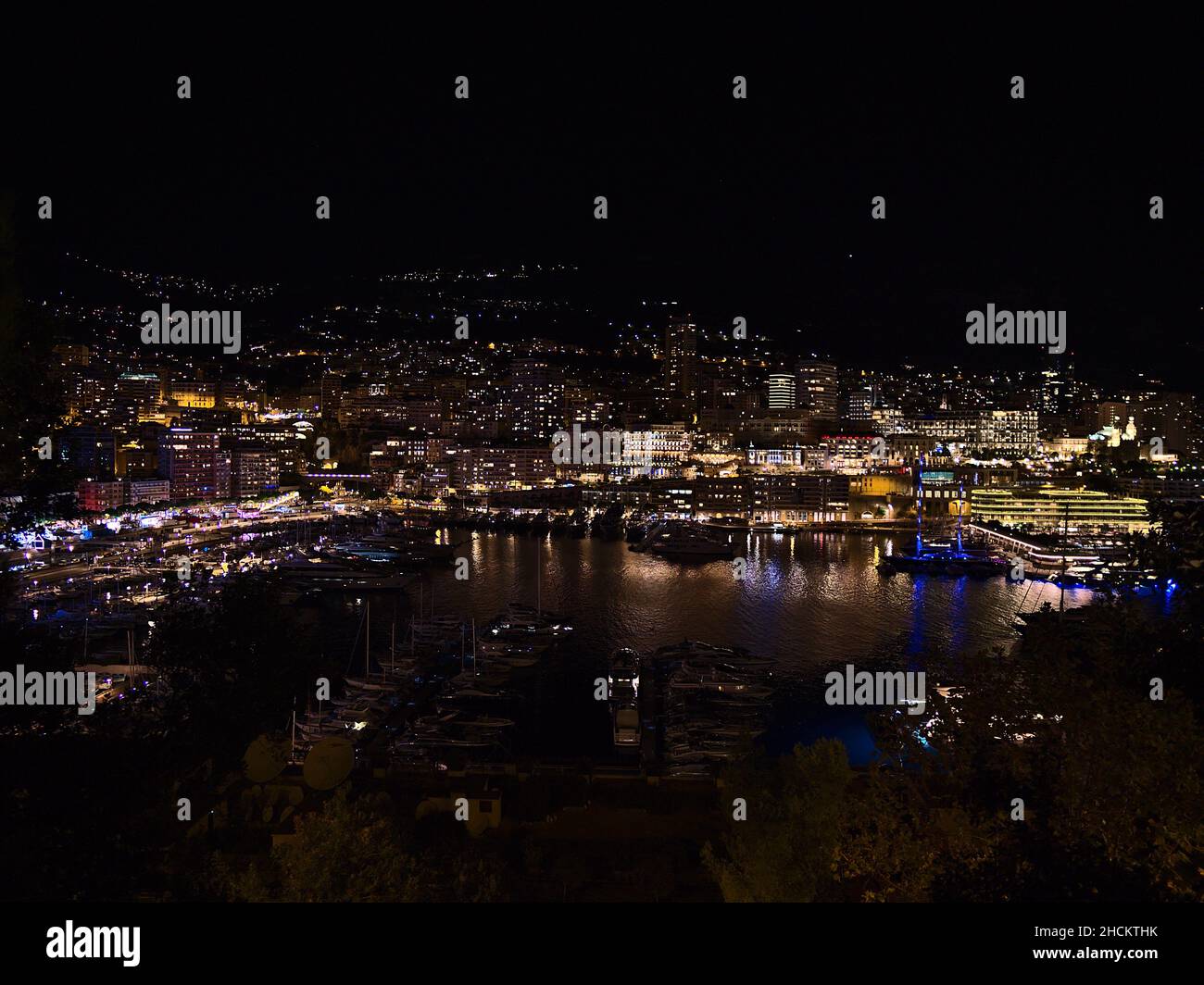 Stunning night view of the downtown of Monaco at the mediterranean ...