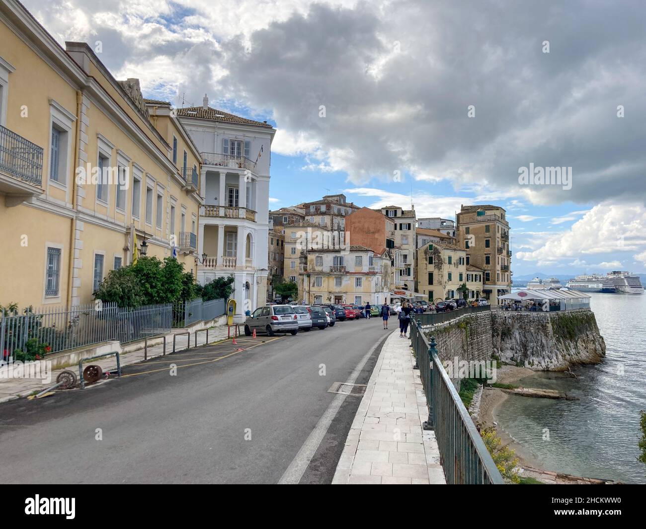 Ancient architecture of the Venetian town of Corfu on the Greek island ...