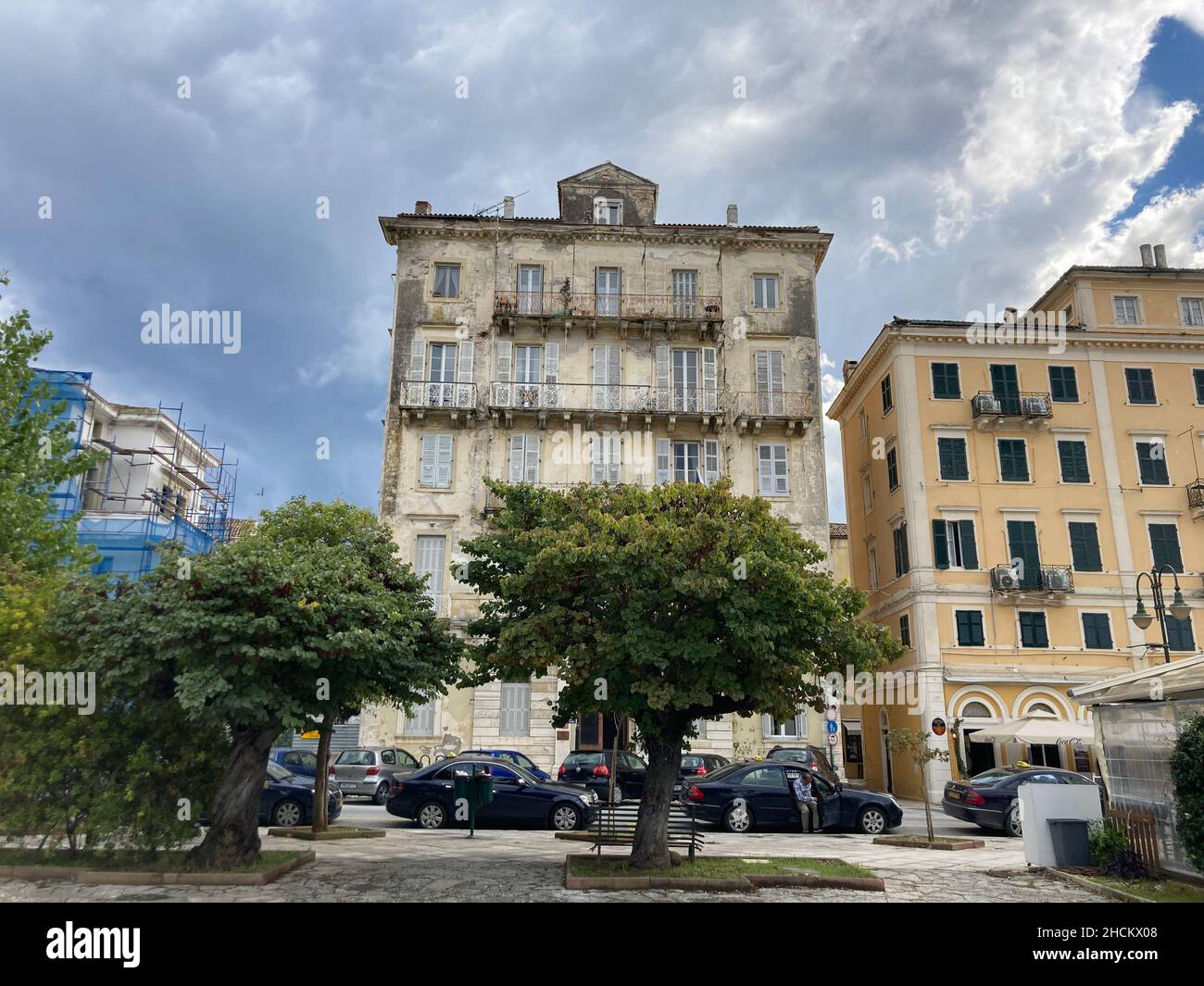 Ancient architecture of the Venetian town of Corfu on the Greek island ...