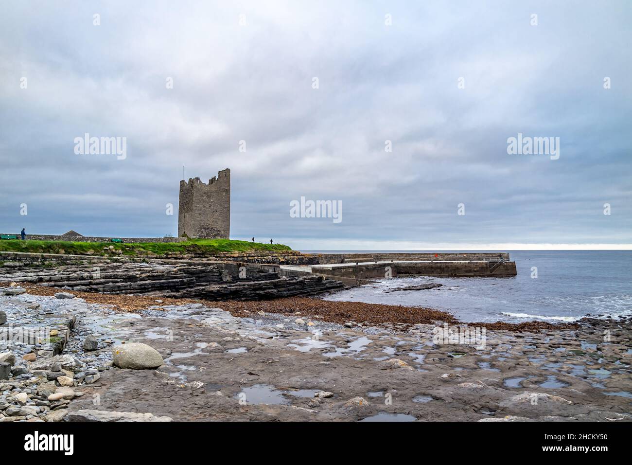 Rossle castle at Easky pier in County Sligo - Republic of Ireland Stock ...