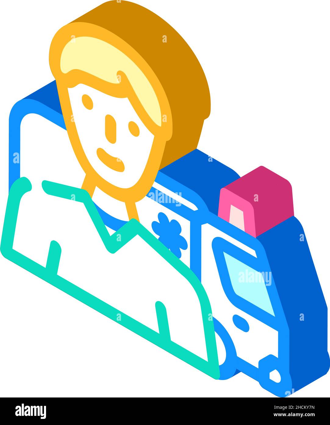 ambulance medical worker isometric icon vector illustration Stock ...