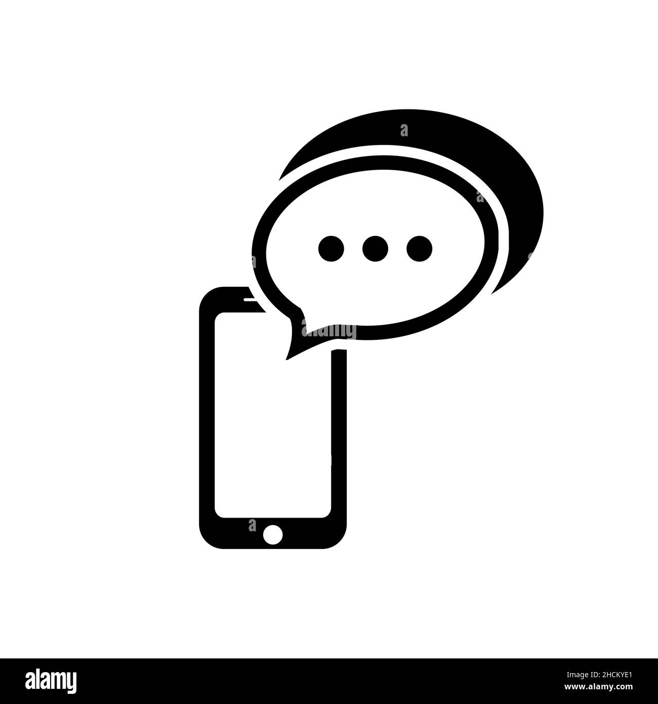 Mobile phone with bubbles. Chat icon in flat style. Online message ...