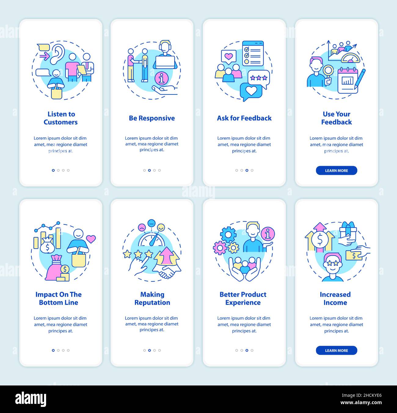 Good customer support onboarding mobile app screen set Stock Vector Image & Art - Alamy