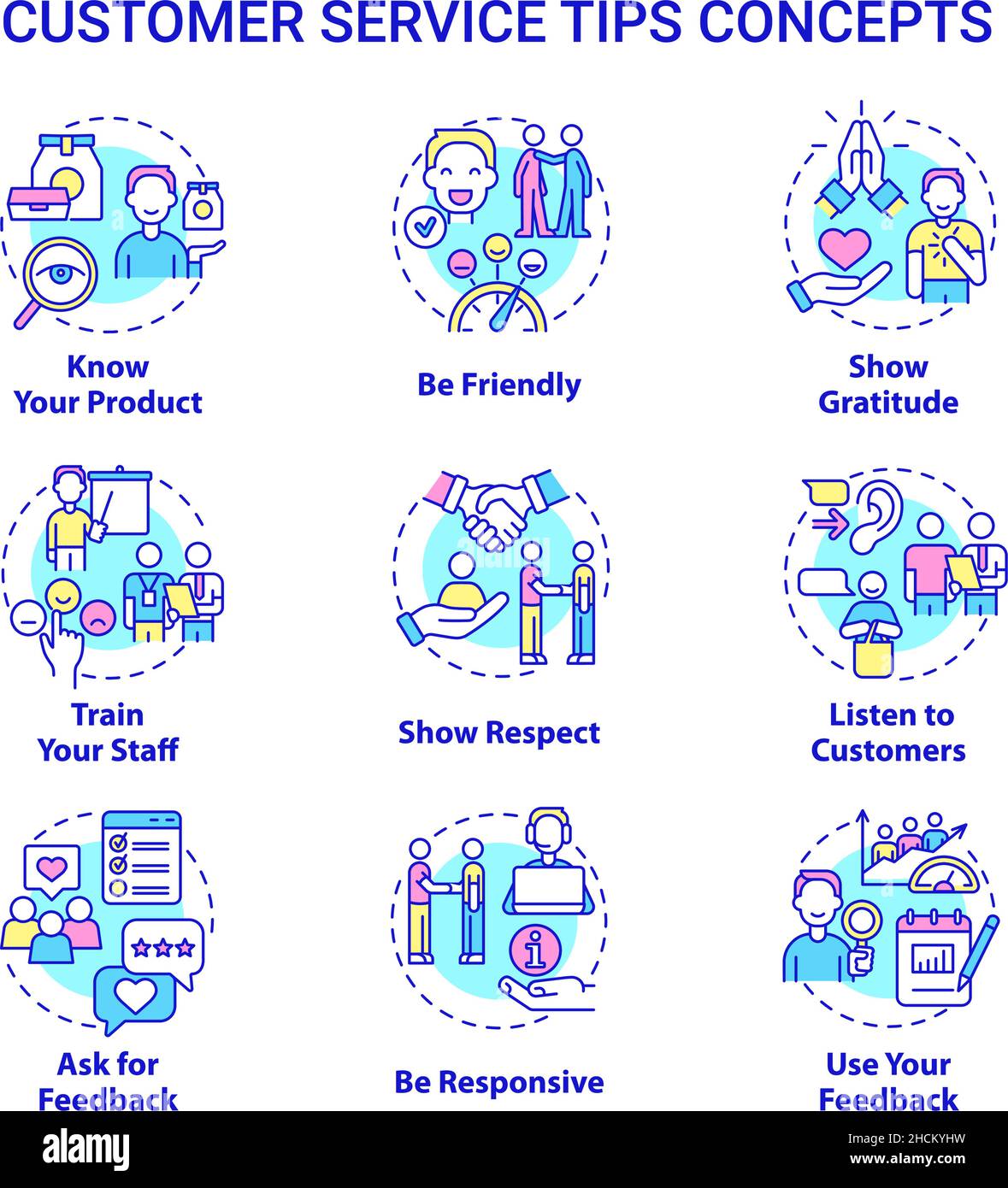 Customer service tips concept icons set Stock Vector Image & Art - Alamy