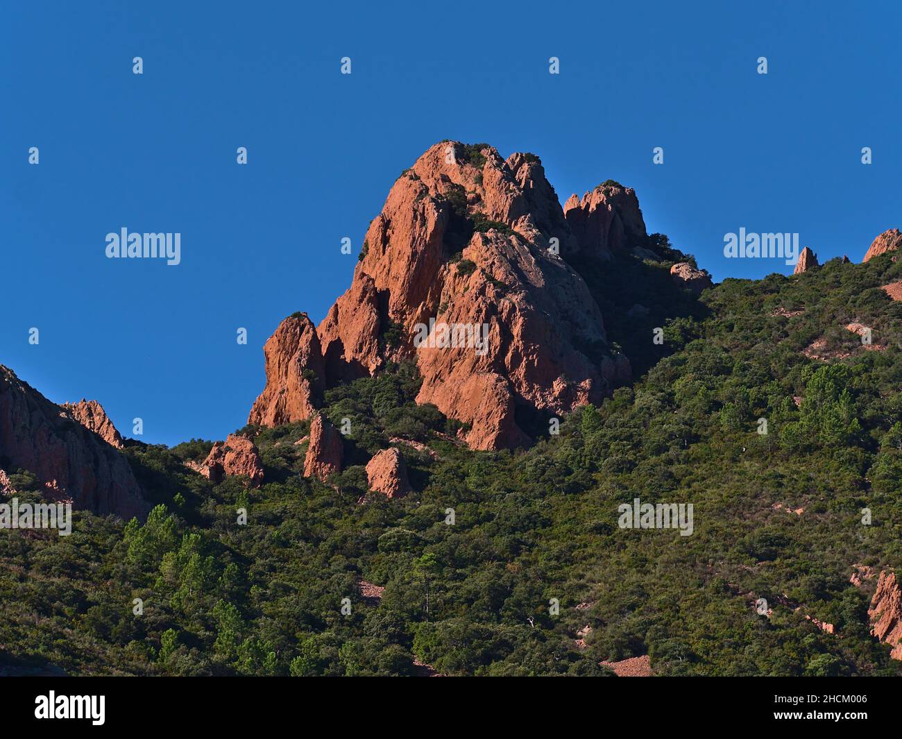 Beautiful low angle view of the characteristic red colored rocks of Cap ...