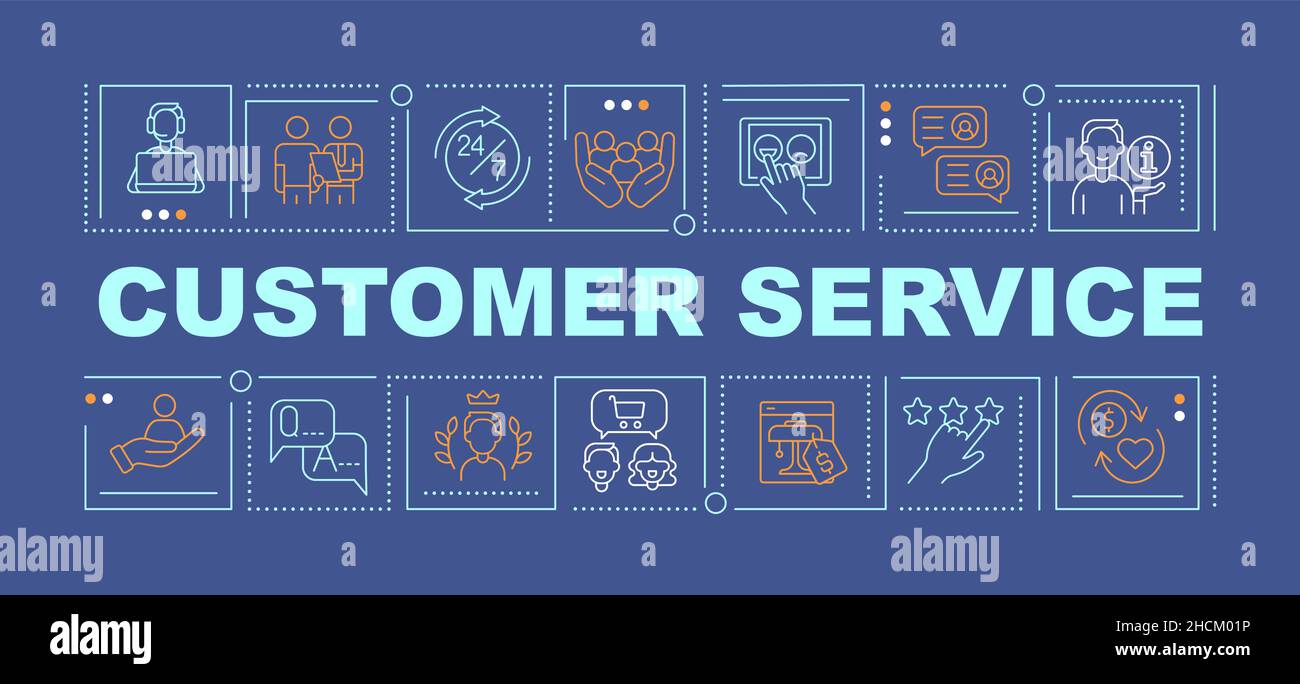 Customer service word concepts dark blue banner Stock Vector Image & Art - Alamy