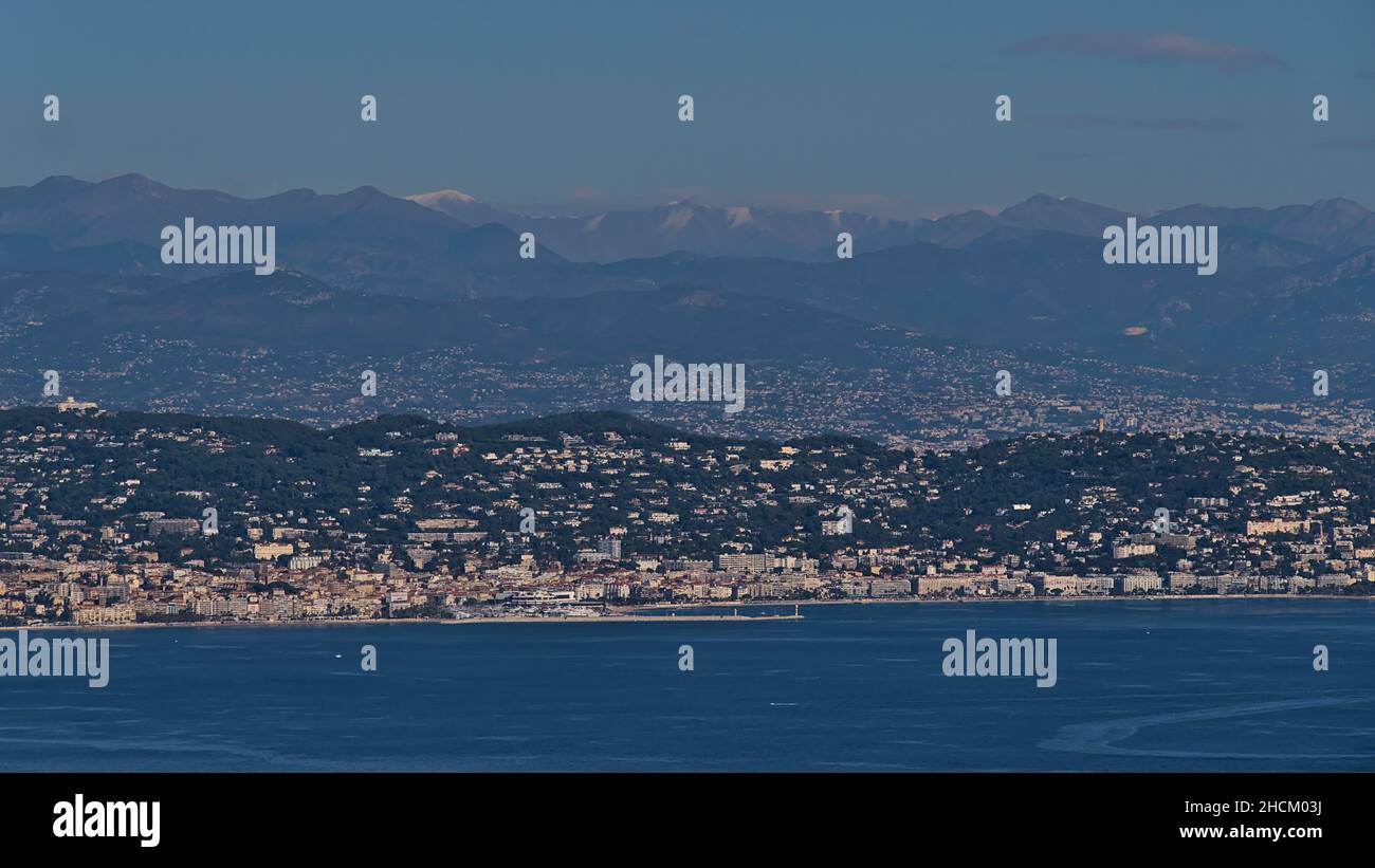 Aerial panoramic view of city Cannes at the French Riviera, southern ...