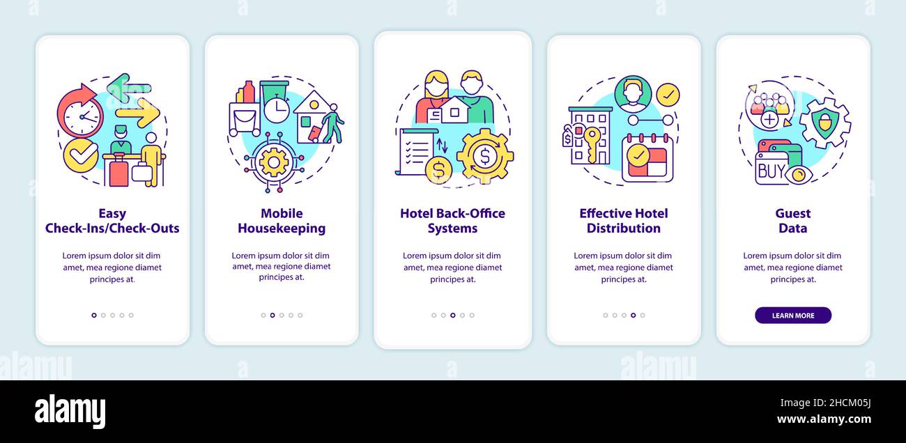 Property Management Systems In Hotels Onboarding Mobile App Screen Stock Vector Image And Art Alamy