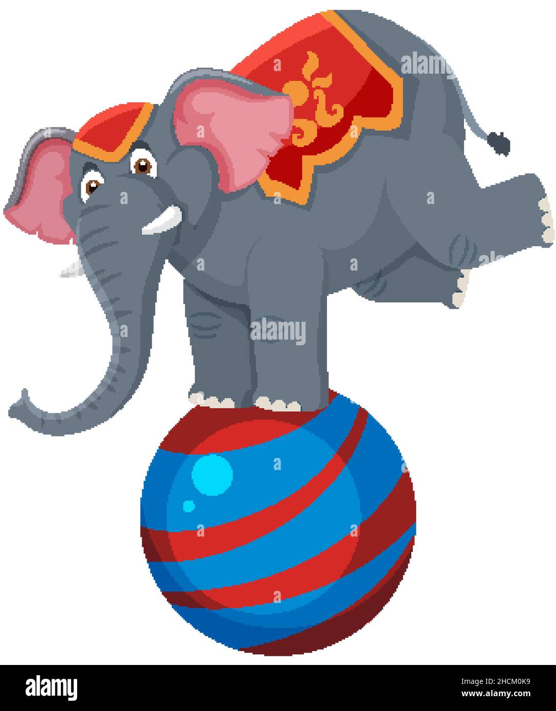 Elephant performance balancing on ball illustration Stock Vector Image ...