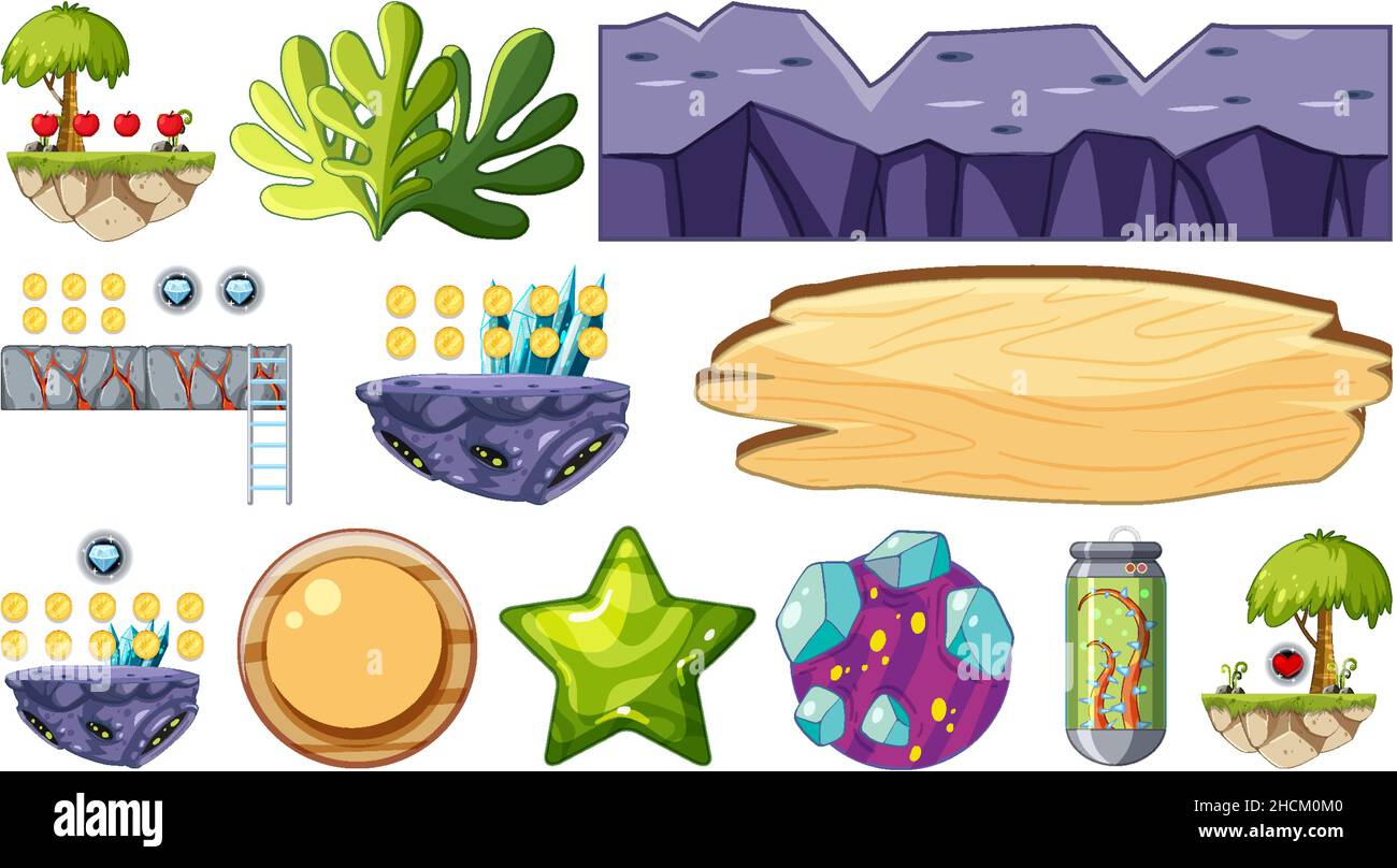 Set of isolated fantasy space objects illustration Stock Vector Image ...