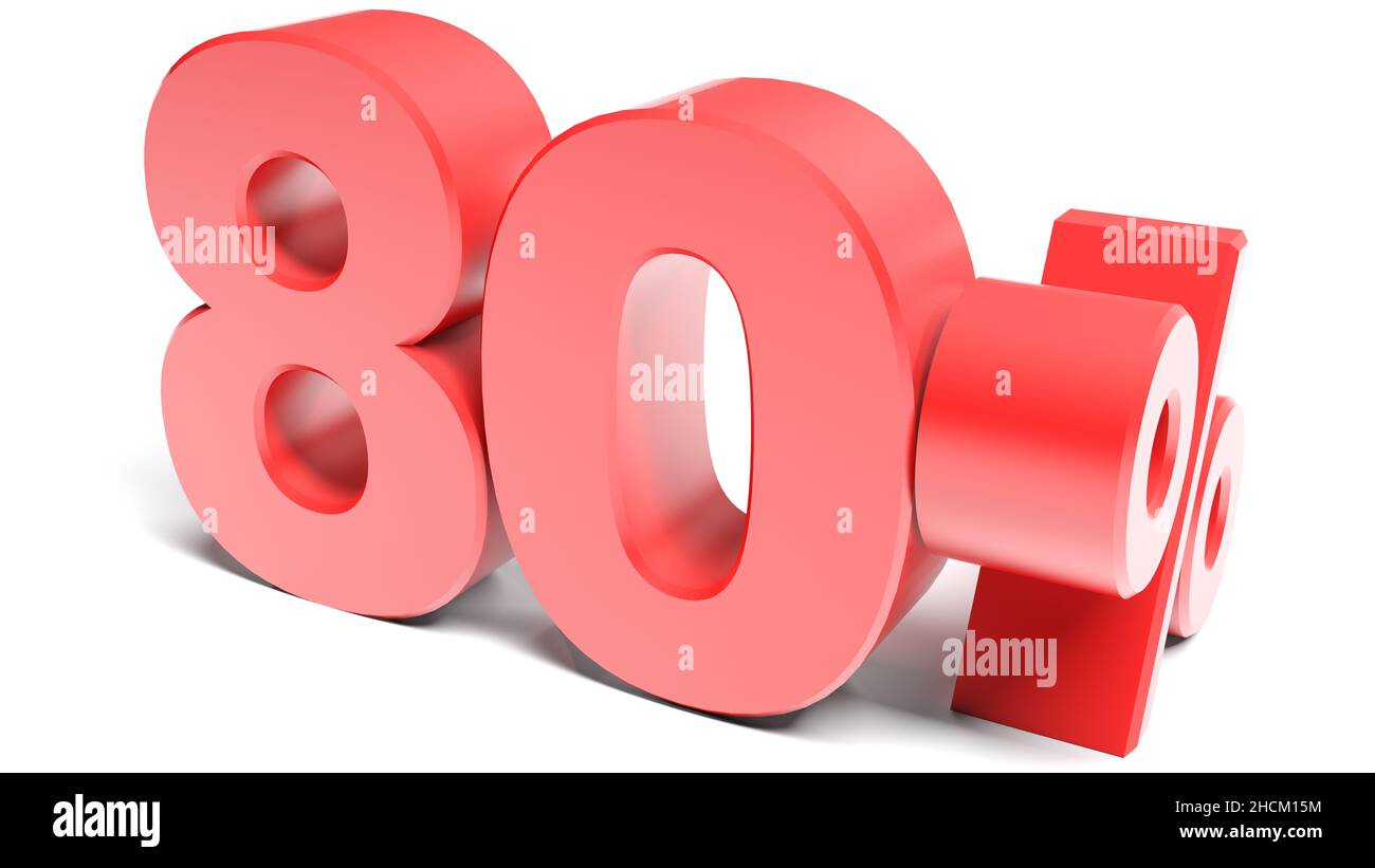 The write 80 percent banner on white background - 3D rendering ...