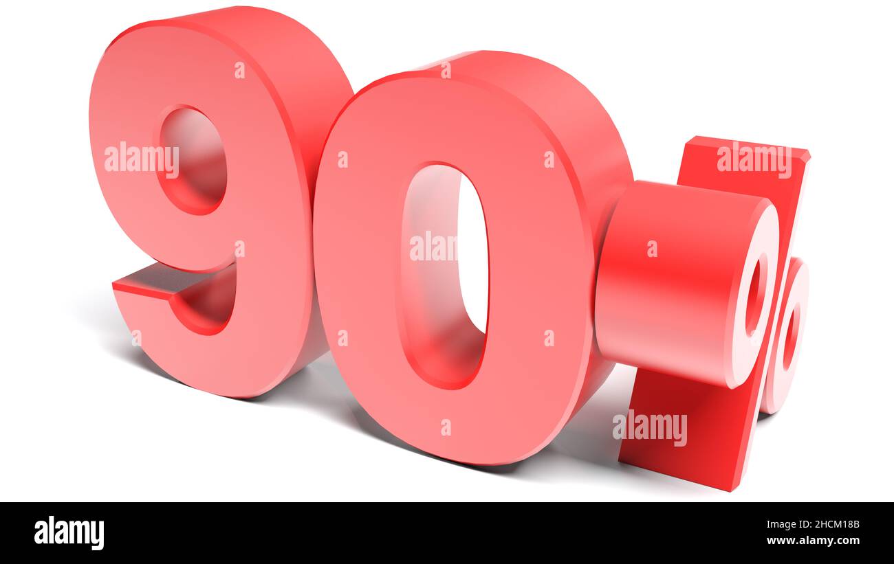 The write 90 percent banner on white background - 3D rendering ...