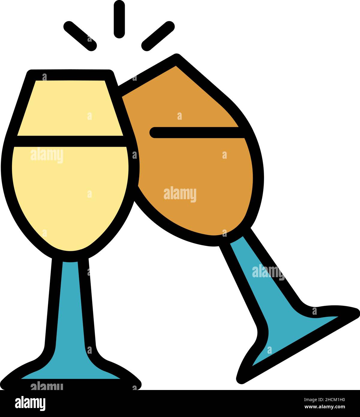 Cheers glass wine icon. Outline cheers glass wine vector icon color ...