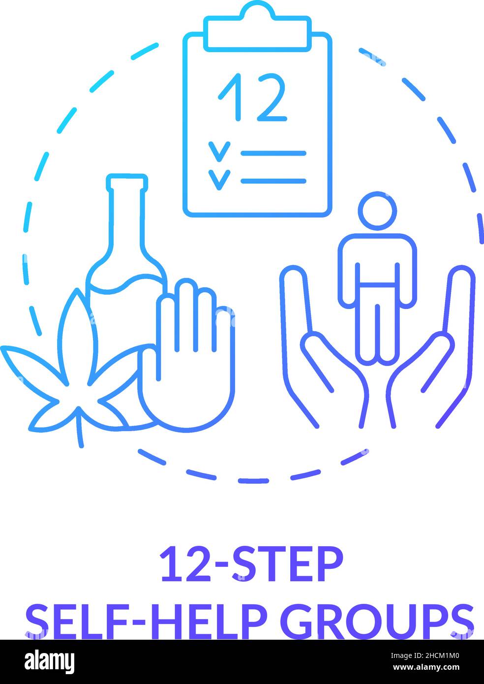 Twelve step self help groups blue gradient concept icon Stock Vector ...