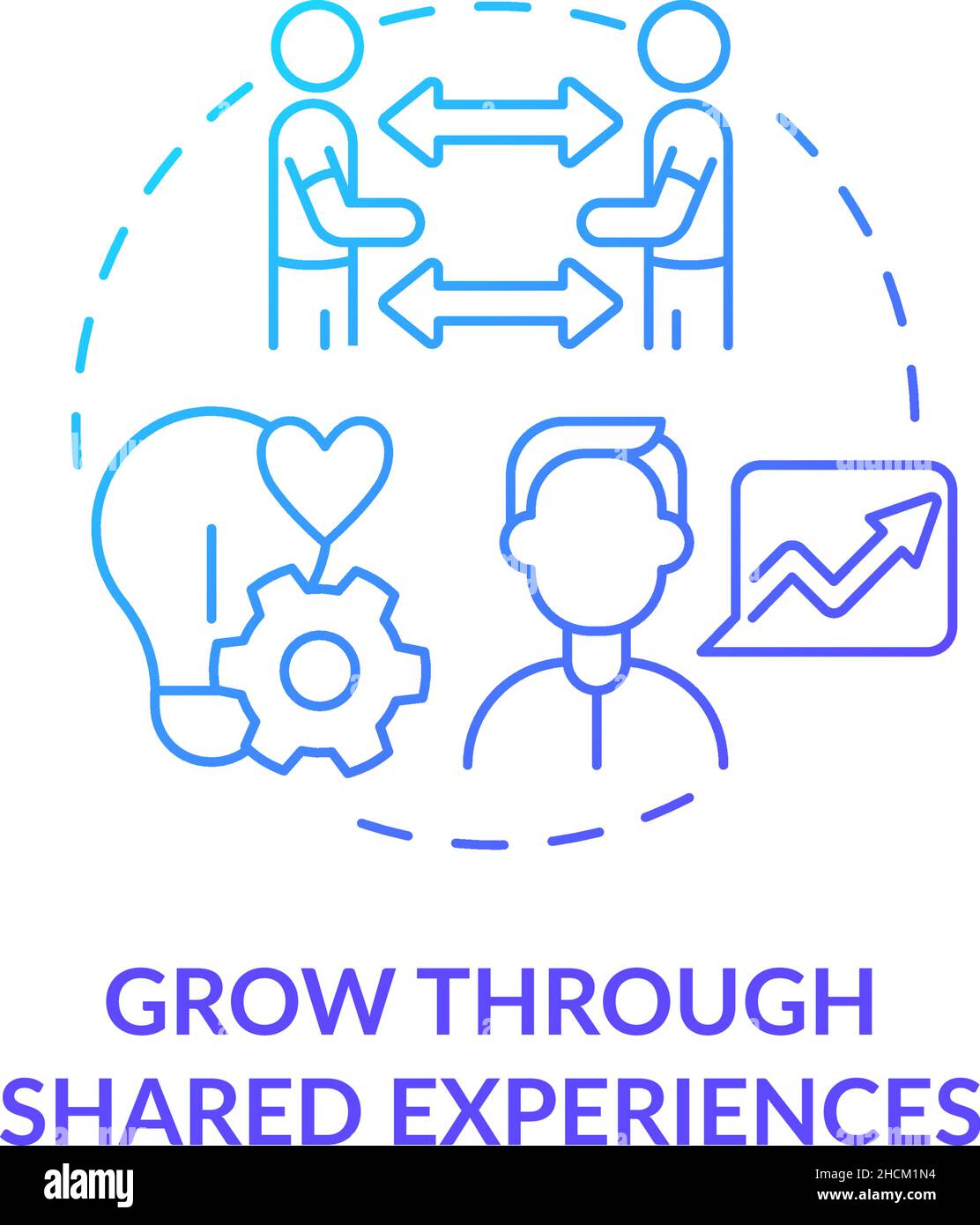 Grow through shared experiences blue gradient concept icon Stock Vector ...