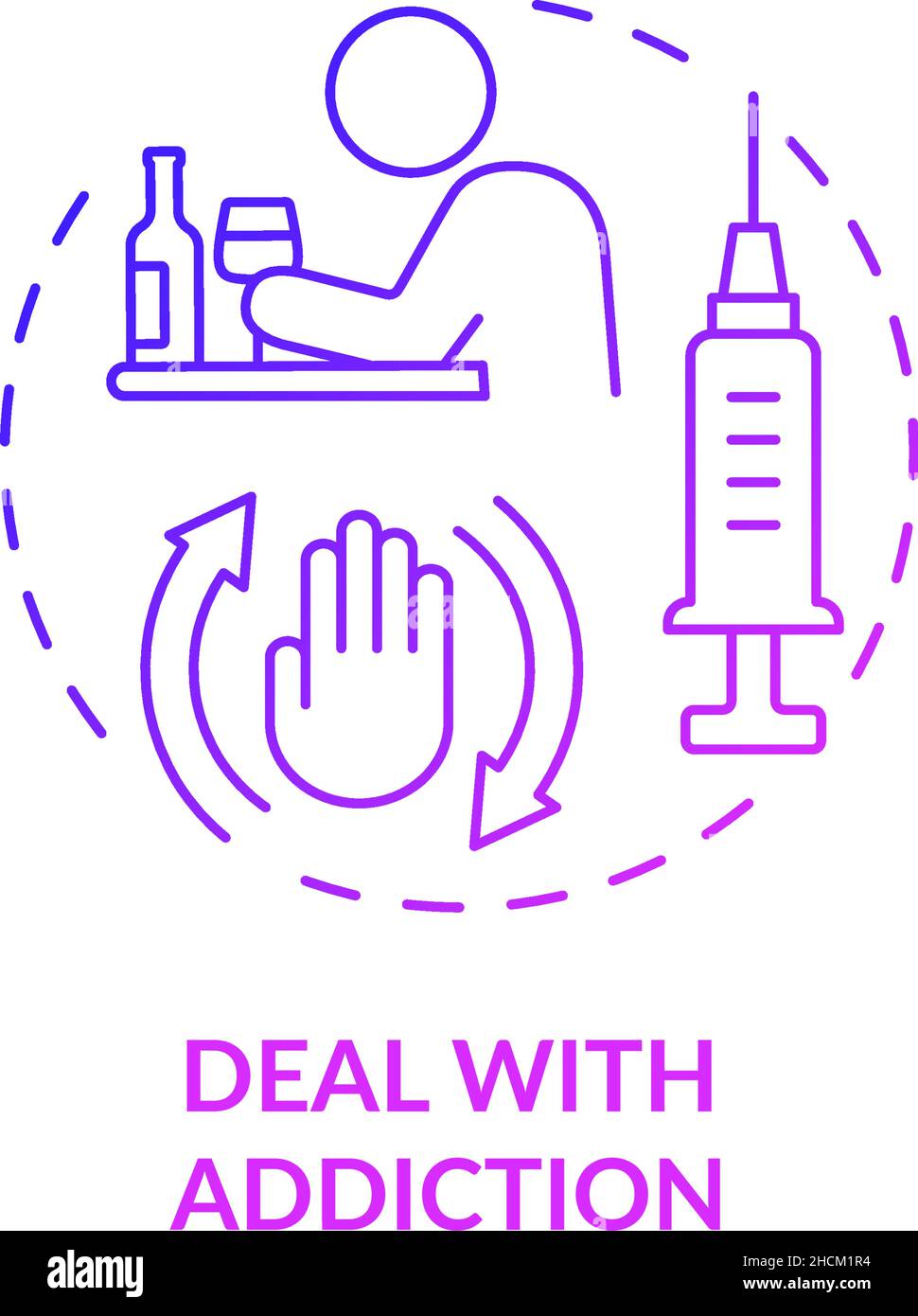 Deal with addiction purple gradient concept icon Stock Vector Image ...
