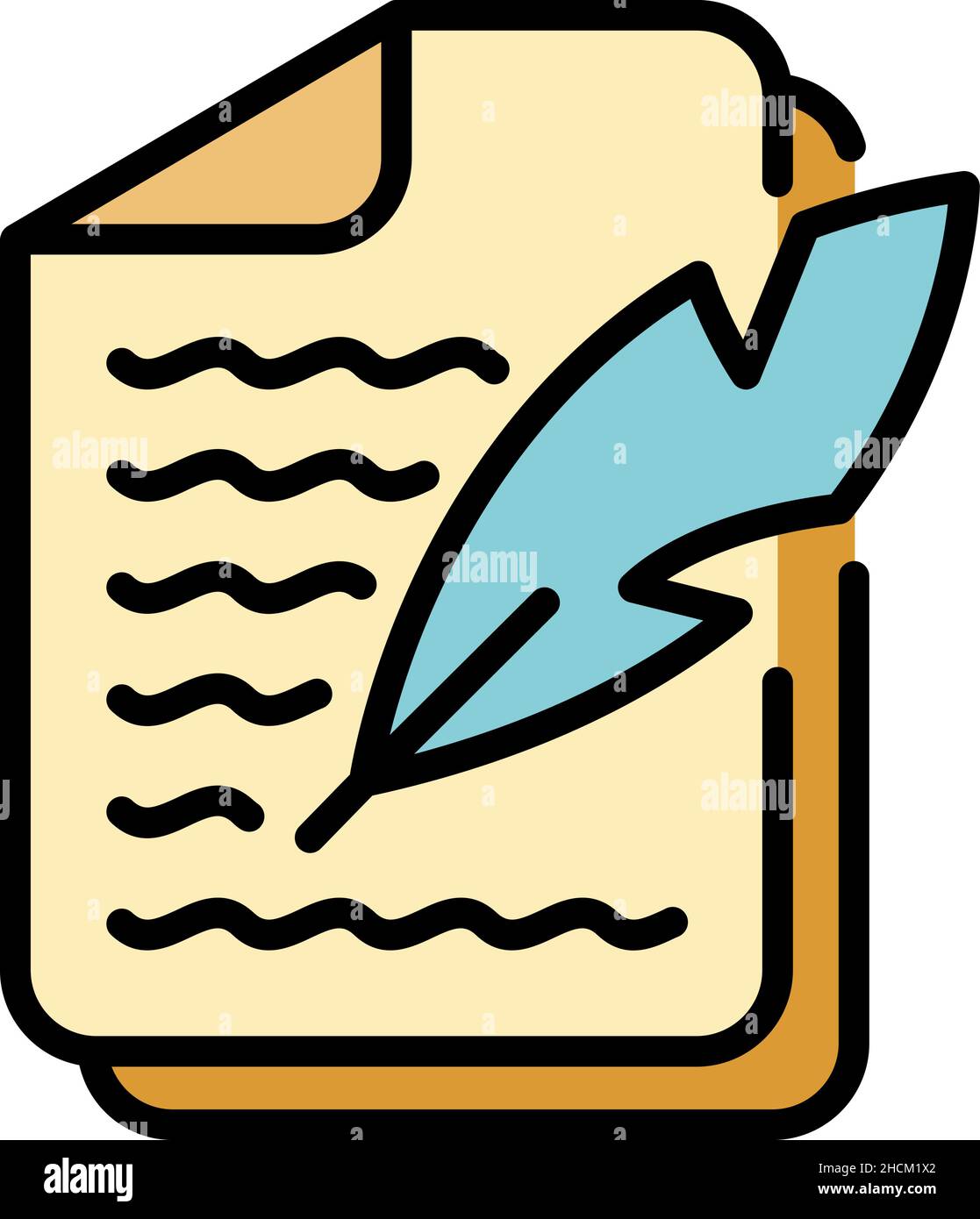 Feather writing report icon. Outline feather writing report vector icon ...