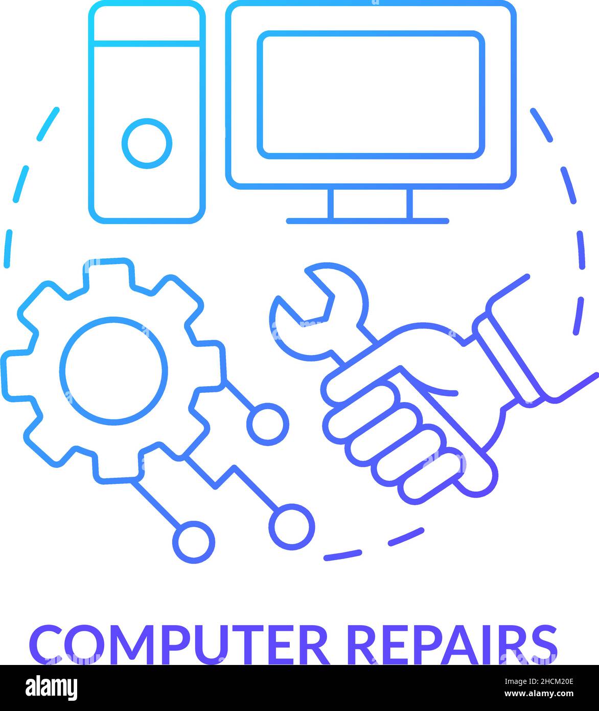 Computer repairs blue gradient concept icon Stock Vector Image & Art ...