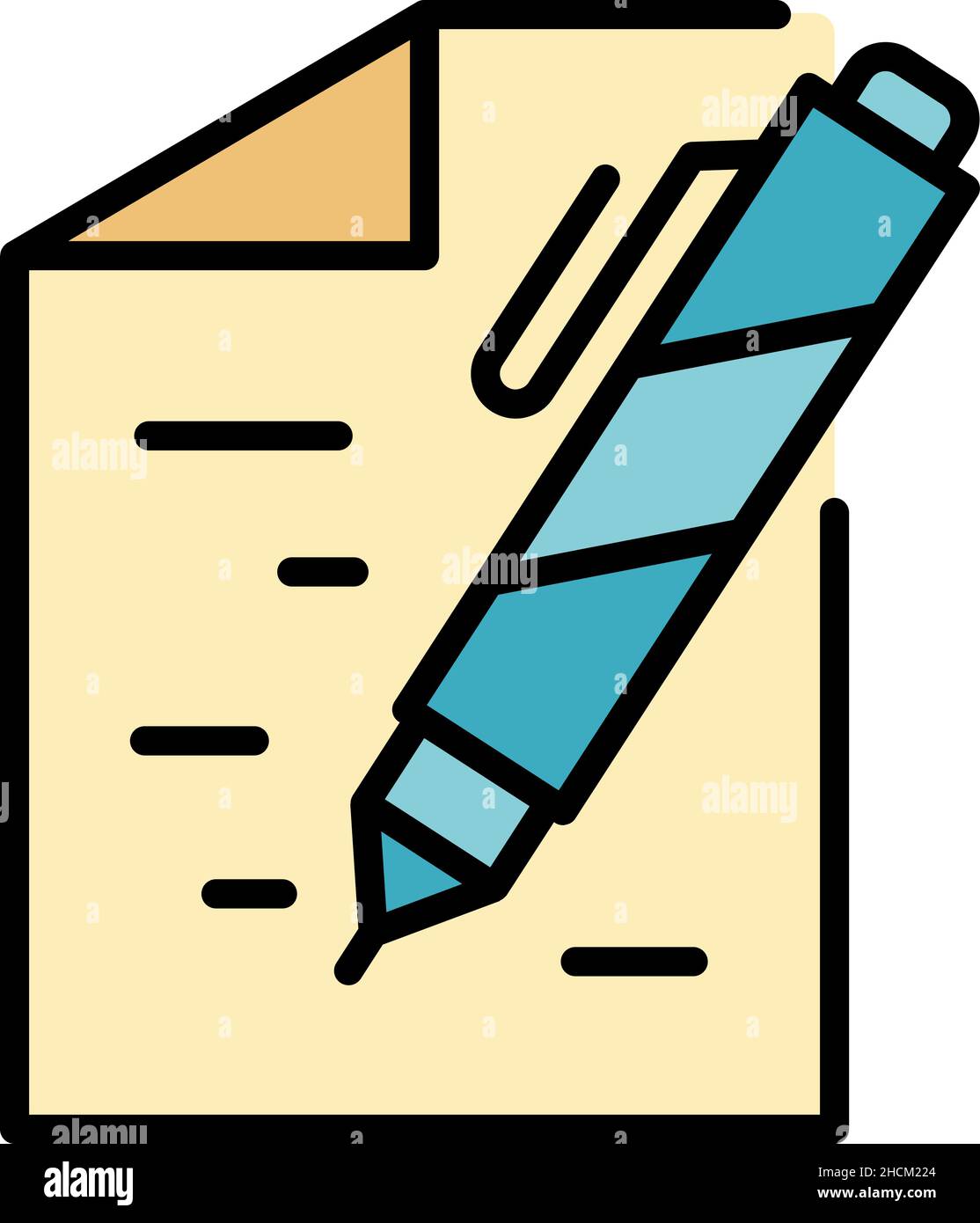 Writing report icon. Outline writing report vector icon color flat ...