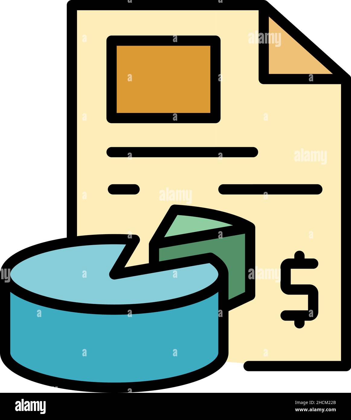 Money pie chart report icon. Outline money pie chart report vector icon ...