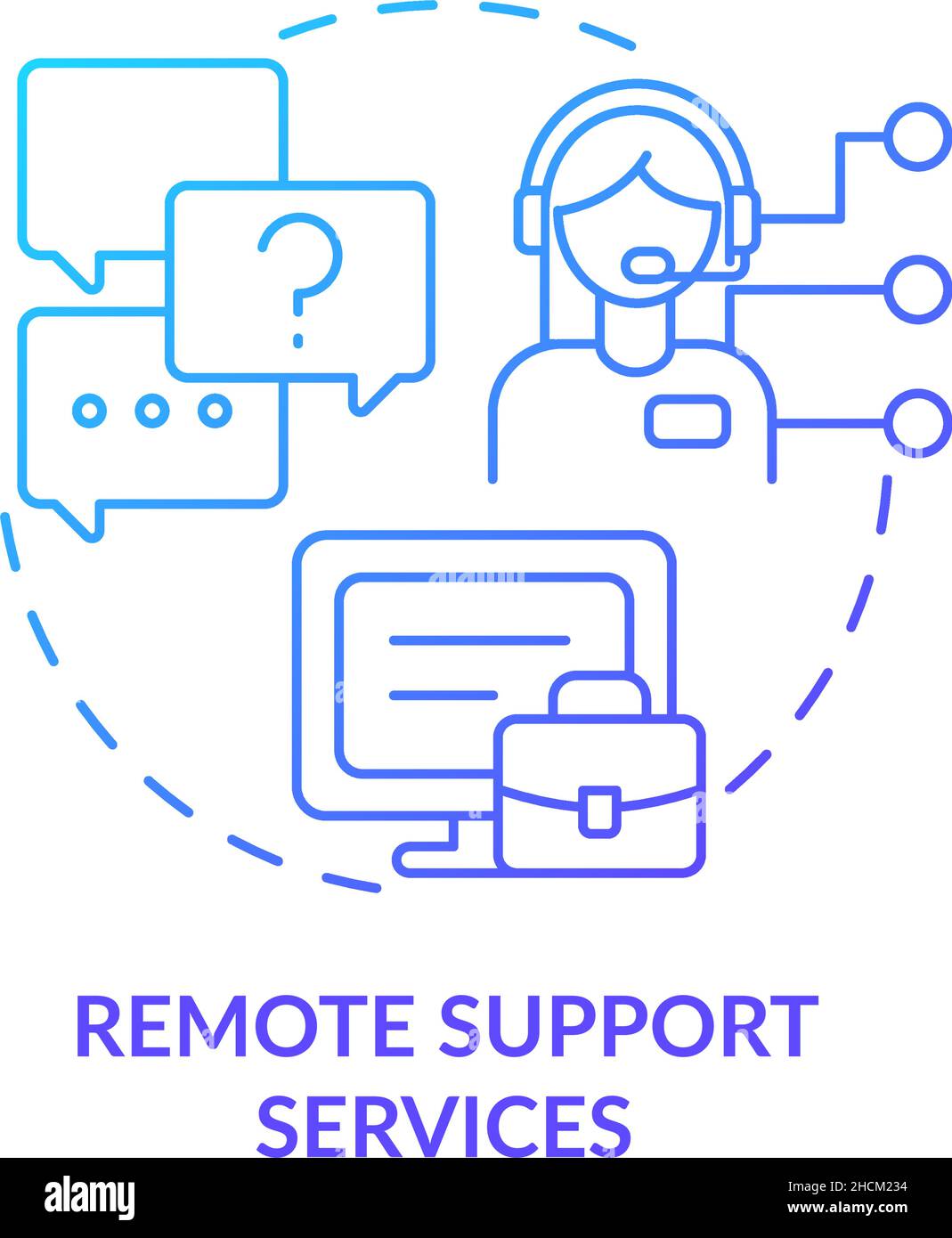 Remote support services blue gradient concept icon Stock Vector Image ...