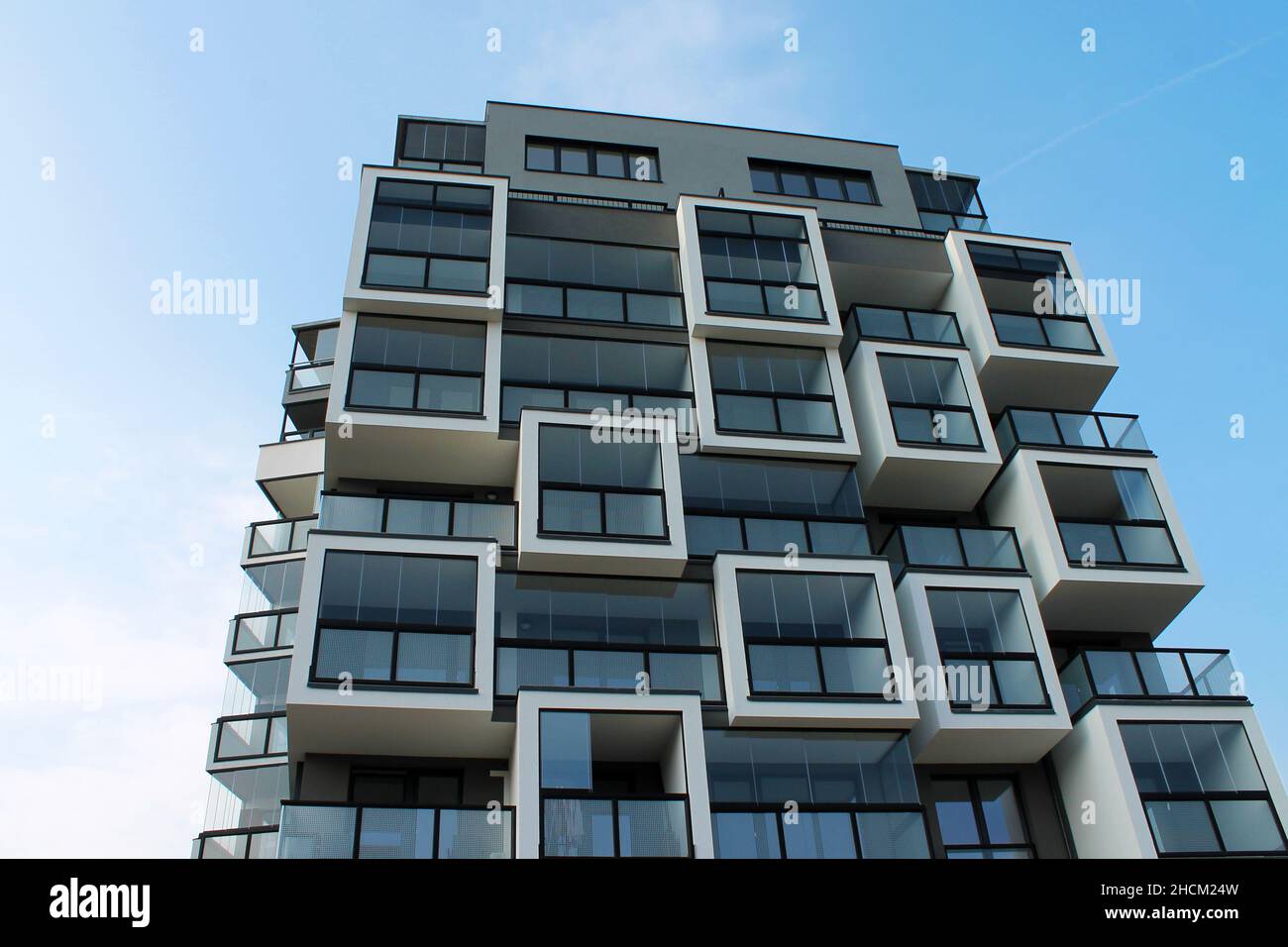 View of newly modern european built block of flats Stock Photo - Alamy