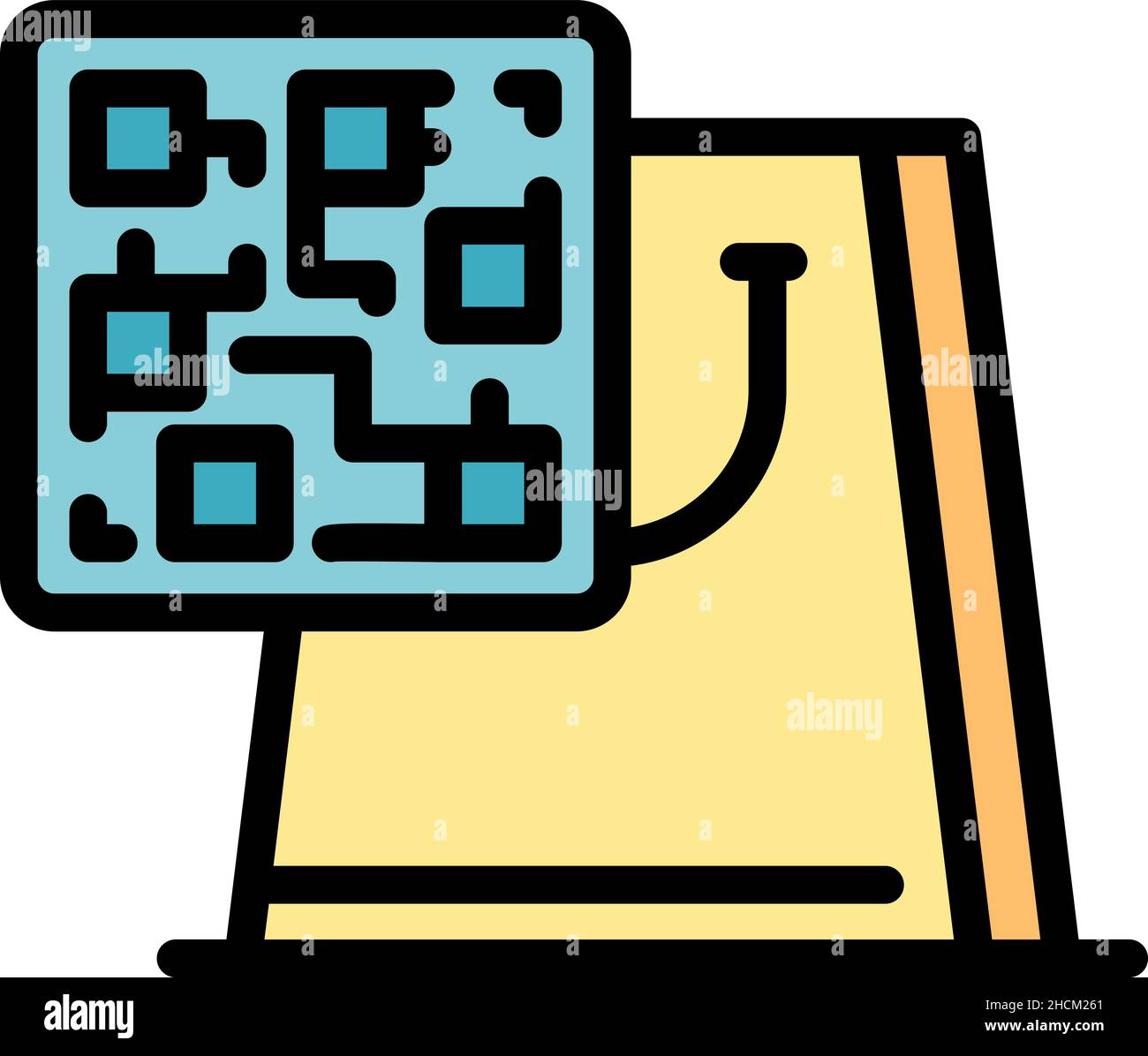 Shop qr code icon. Outline shop qr code vector icon color flat isolated ...