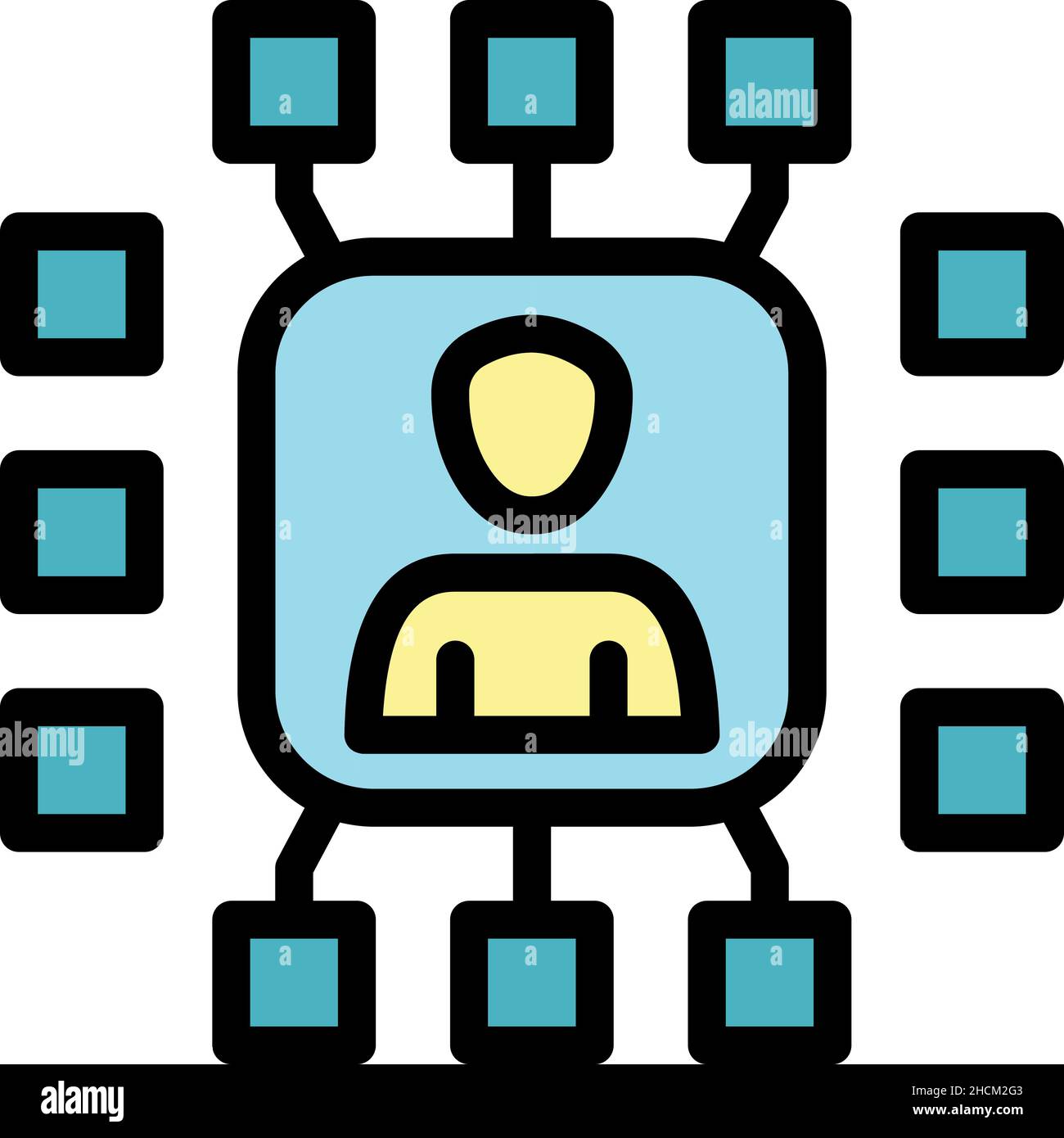 Marketing roles icon. Outline marketing roles vector icon color flat ...