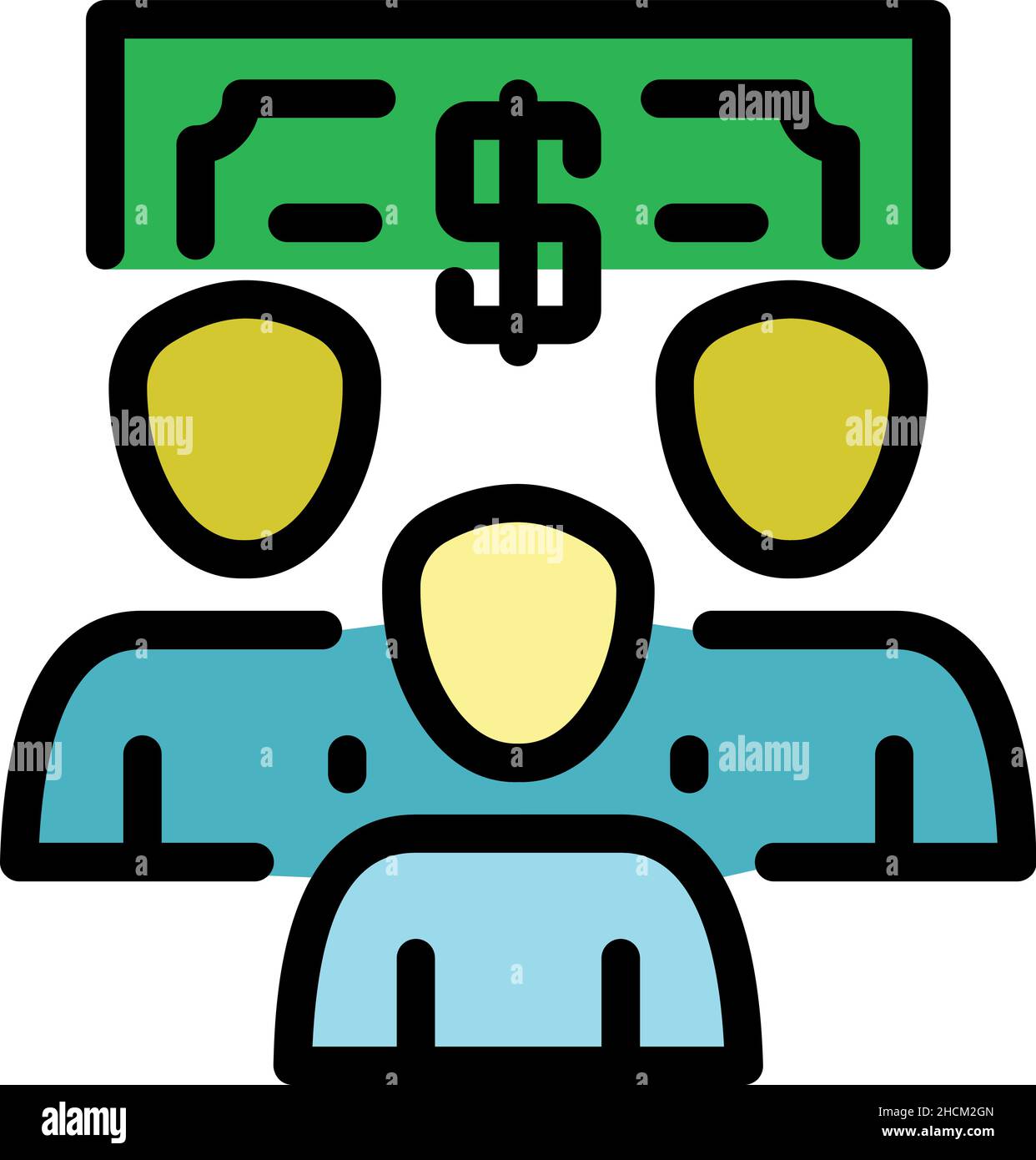 Money customer icon. Outline money customer vector icon color flat ...