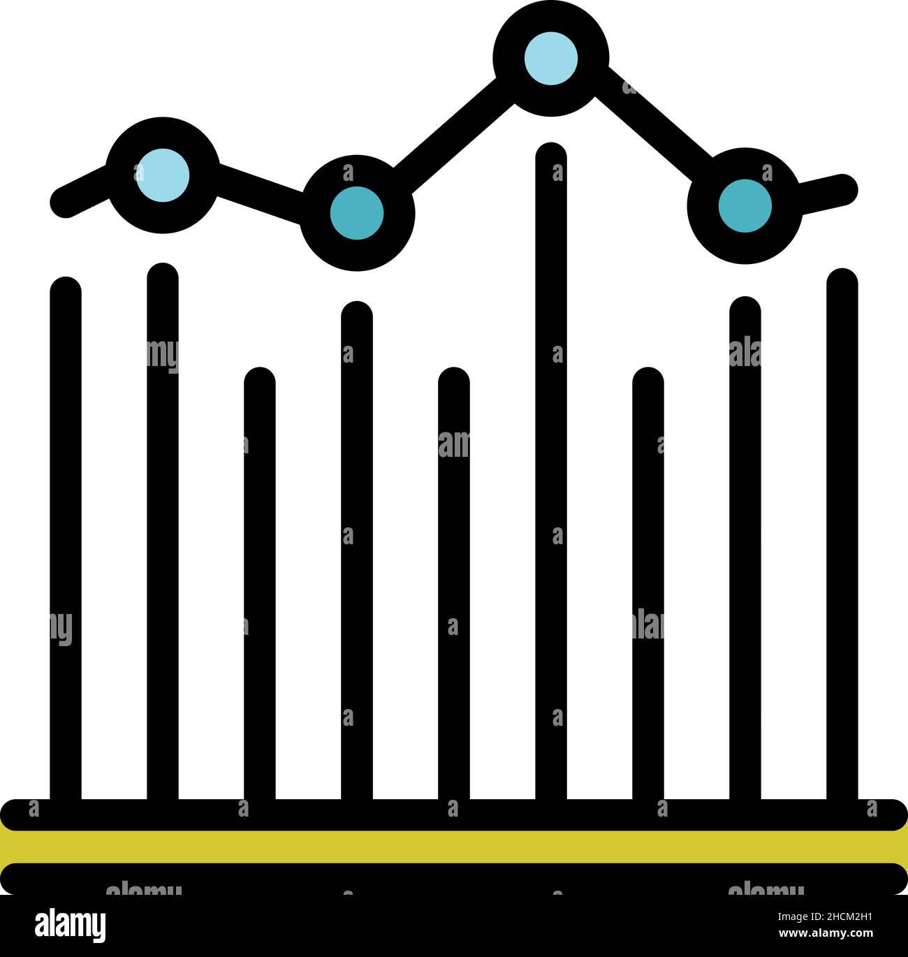 Results chart icon. Outline results chart vector icon color flat ...