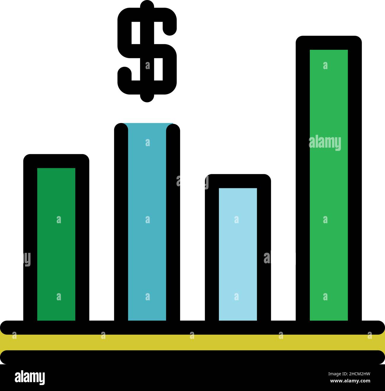 Profit chart icon. Outline profit chart vector icon color flat isolated ...