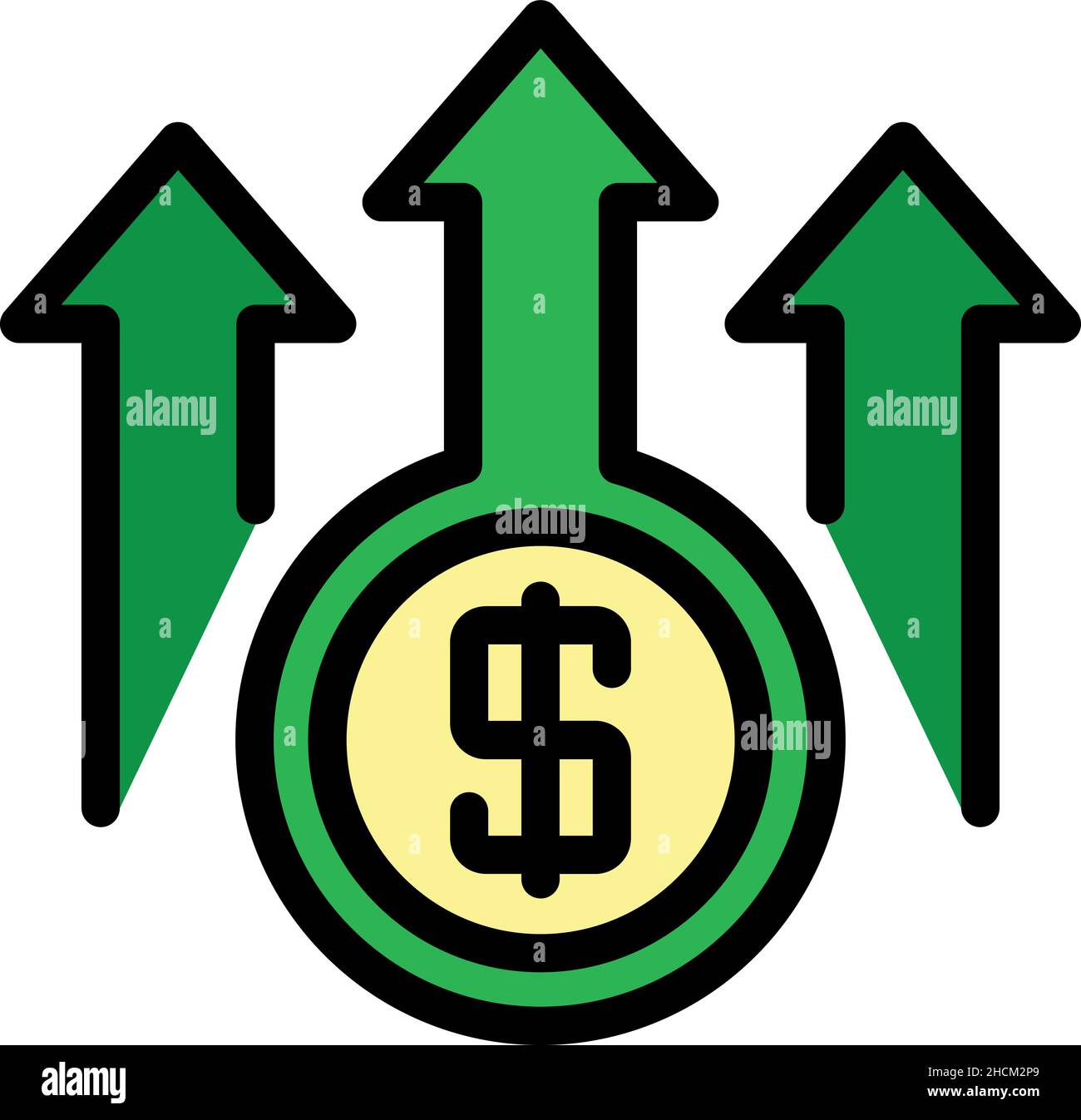 Raise money icon. Outline raise money vector icon color flat isolated ...