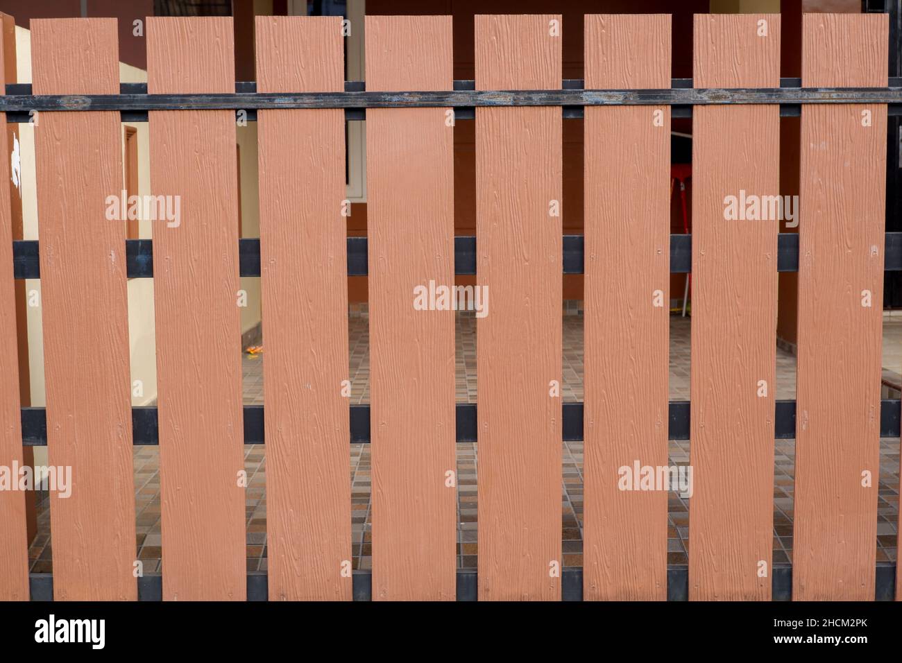 Brown fence made from wood Stock Photo - Alamy