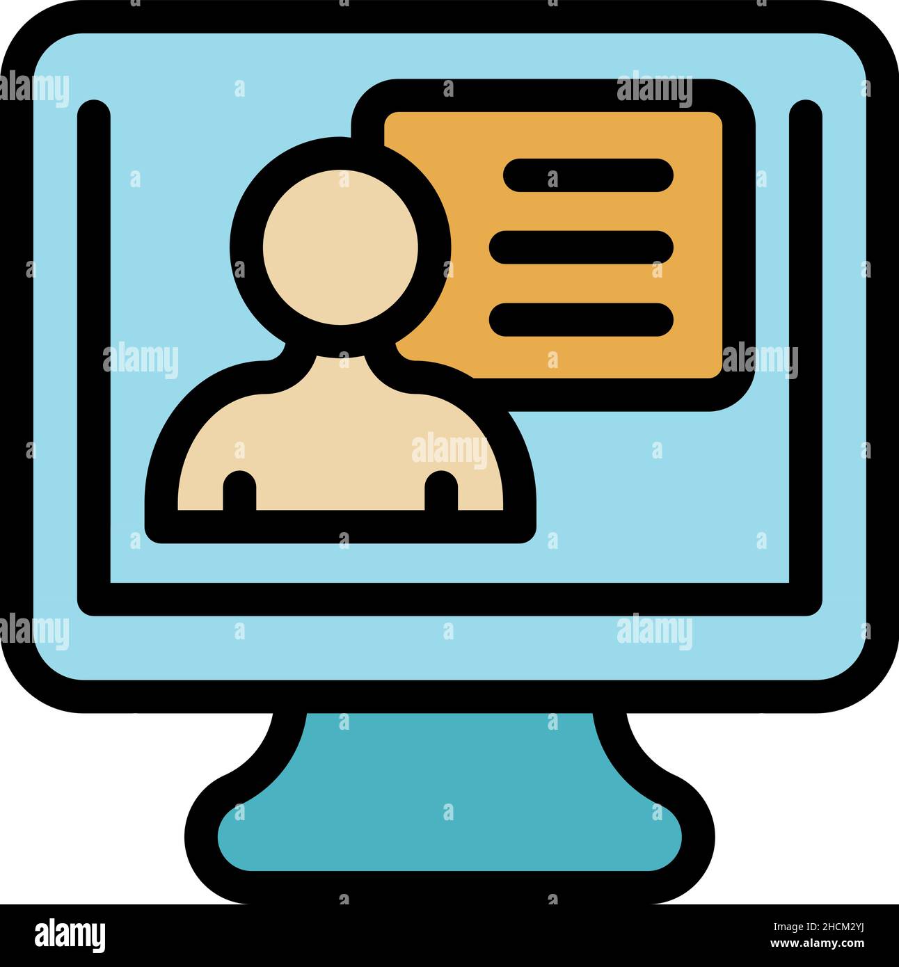 Training online icon. Outline training online vector icon color flat ...