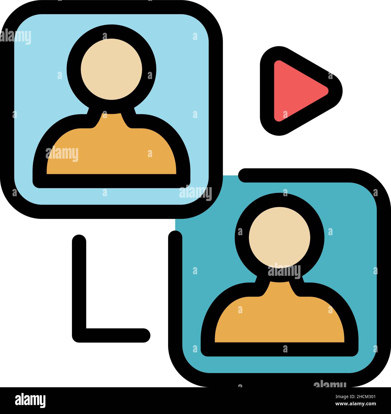 Video chat icon. Outline video chat vector icon color flat isolated ...