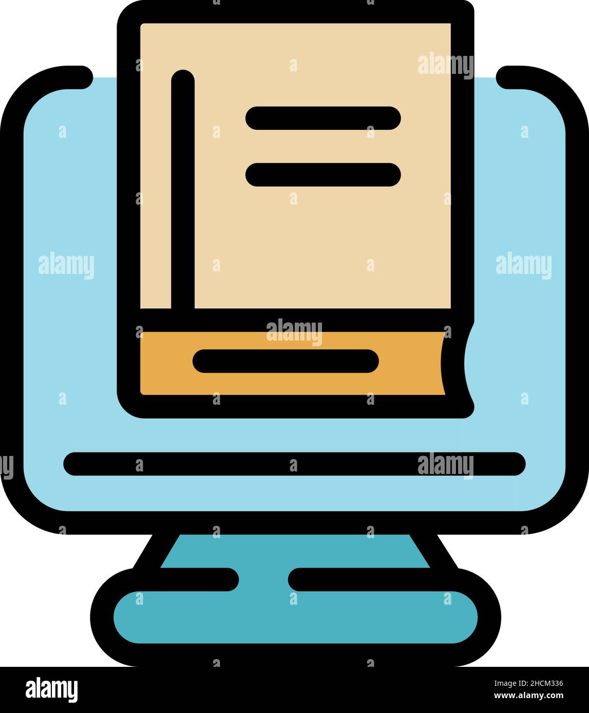 Monitor learning icon. Outline monitor learning vector icon color flat ...