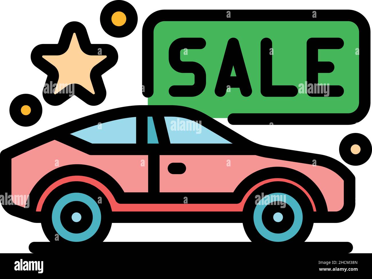 Car auction icon. Outline car auction vector icon color flat isolated ...