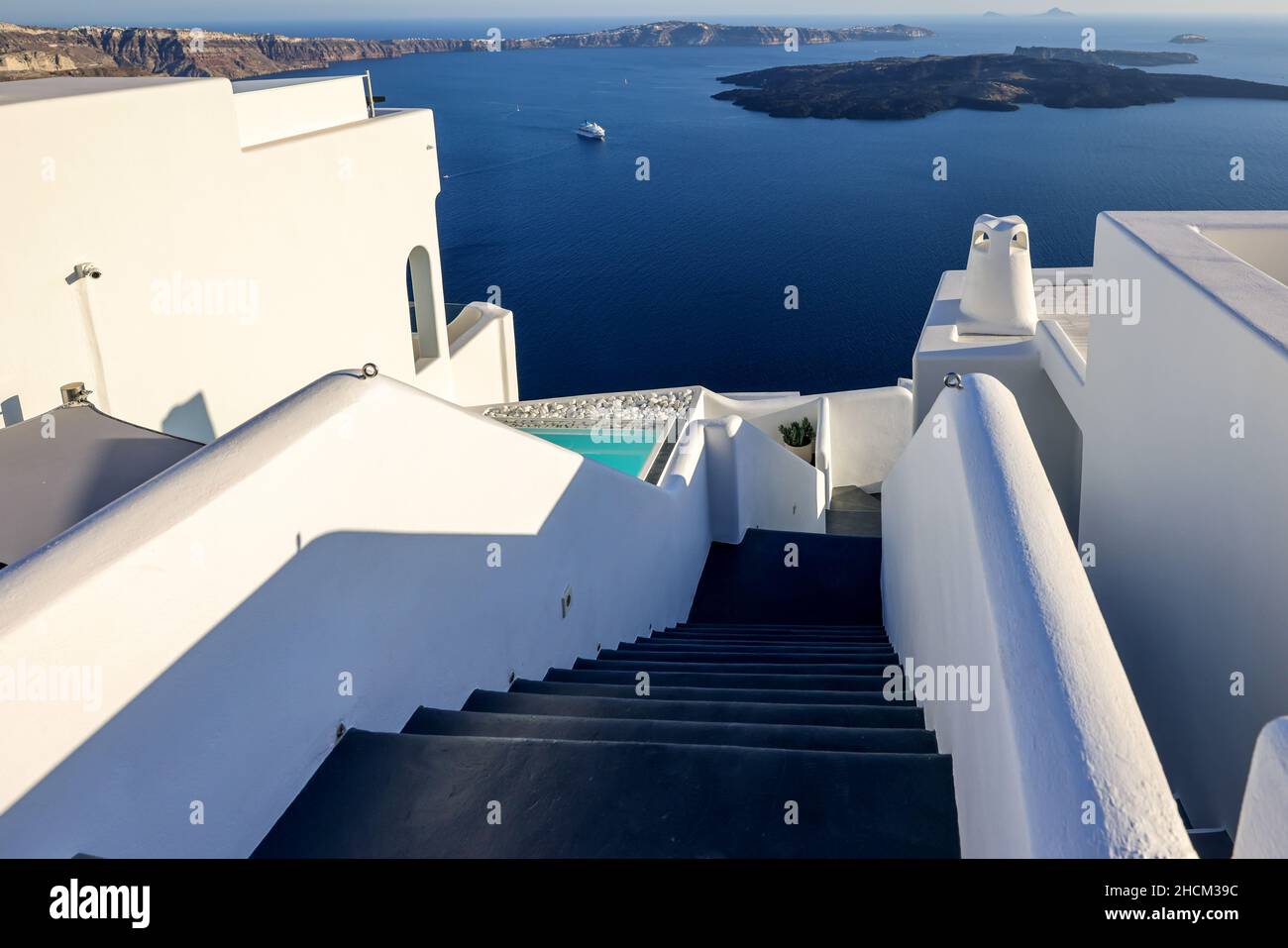 Narrow stone steps, a traditional piece of architecture on the island ...