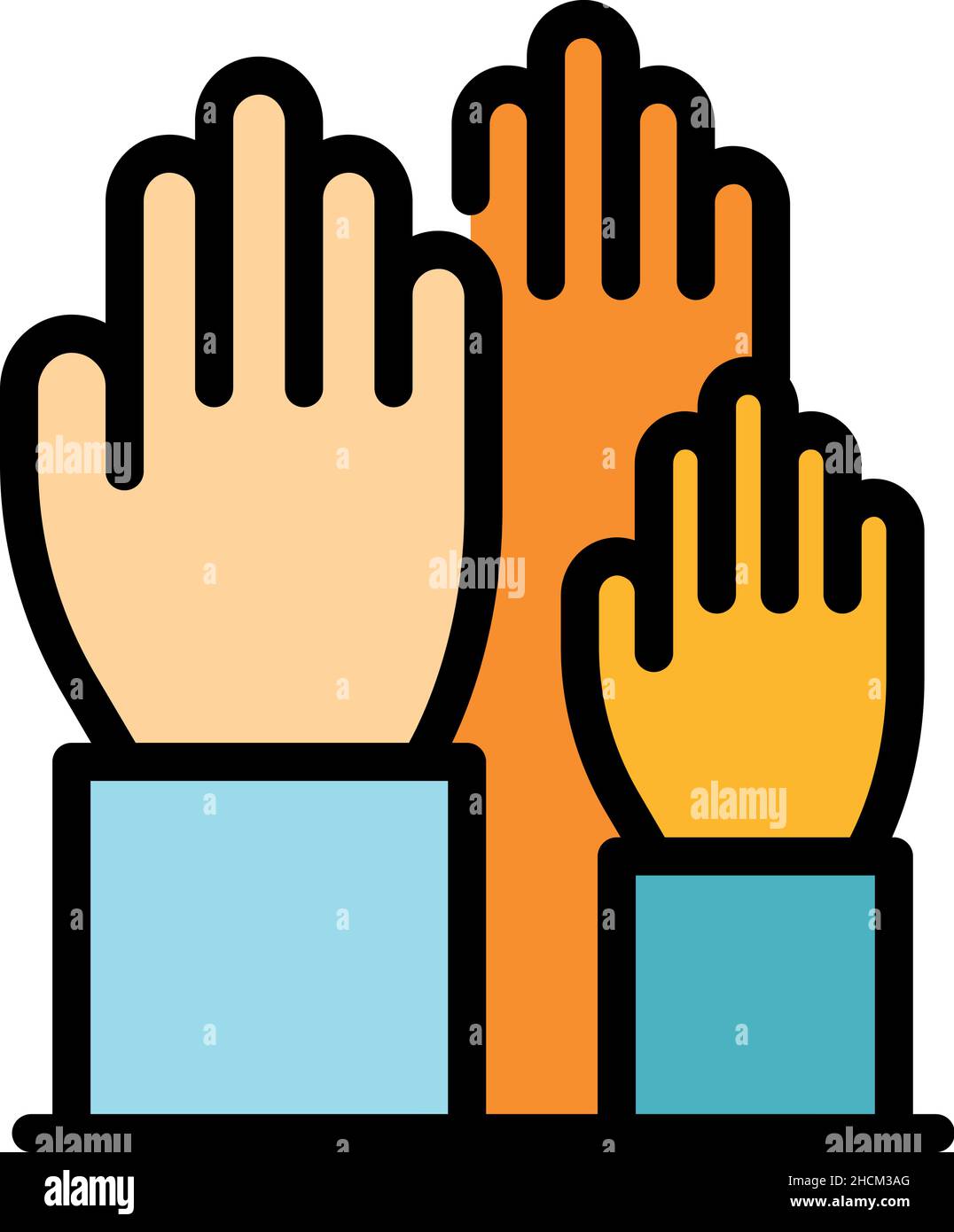 Auction hands icon. Outline auction hands vector icon color flat ...