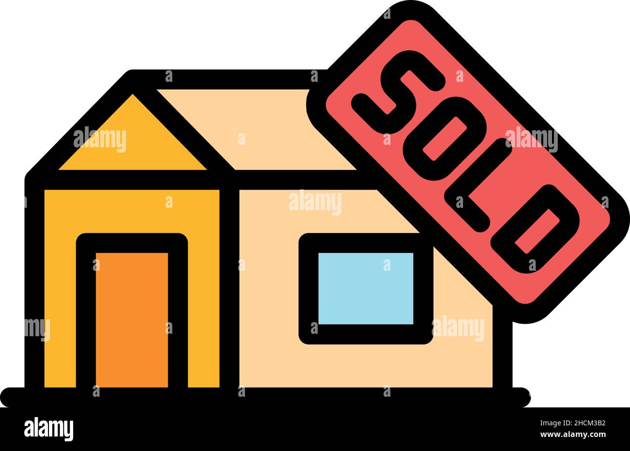 Sold house icon. Outline sold house vector icon color flat isolated ...