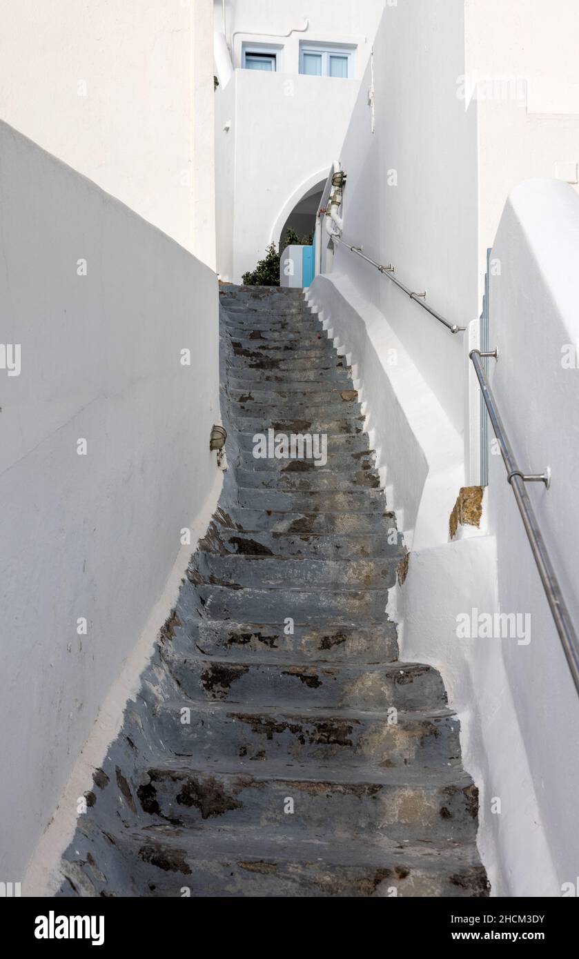 Narrow stone steps, a traditional piece of architecture on the island ...