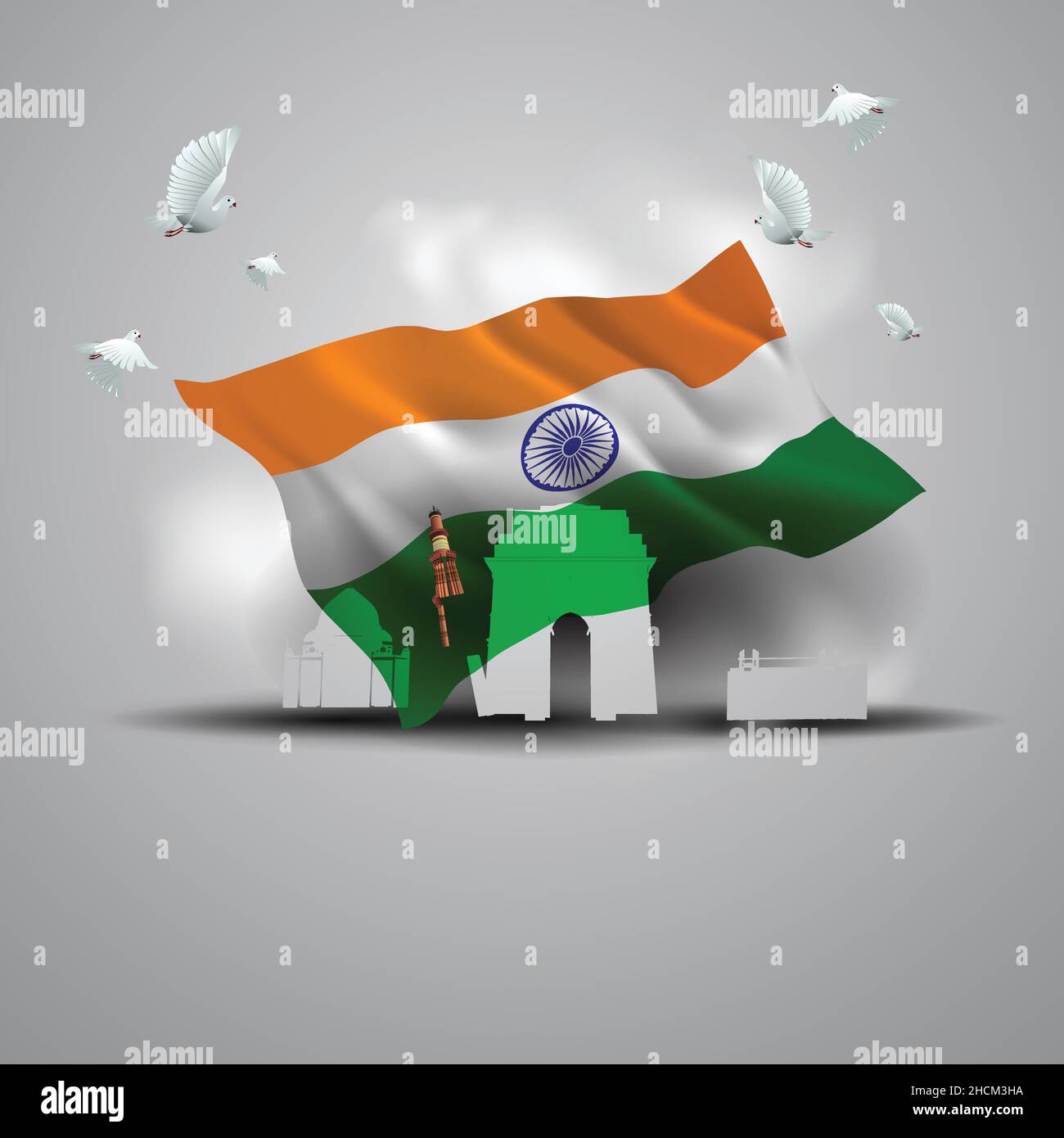 Happy republic day India 26th January. Indian monument and Landmark ...