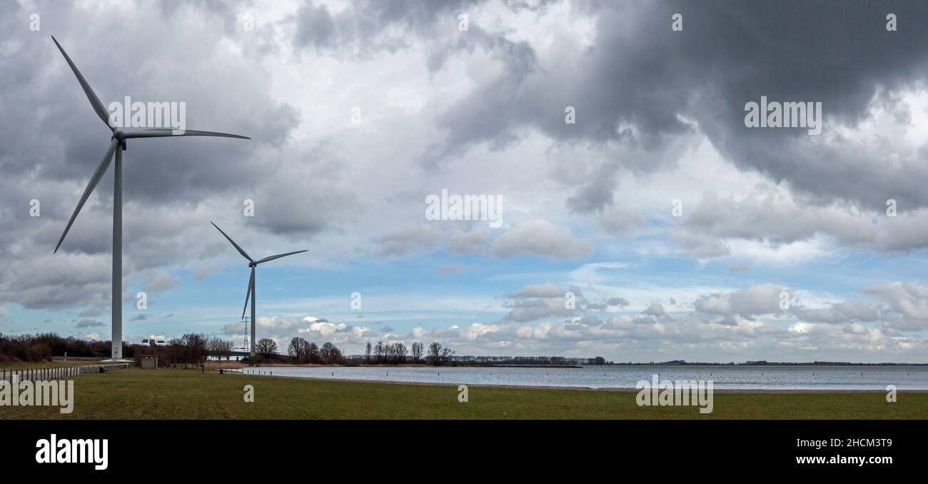 Wind turbines in bad wheather Stock Photo - Alamy