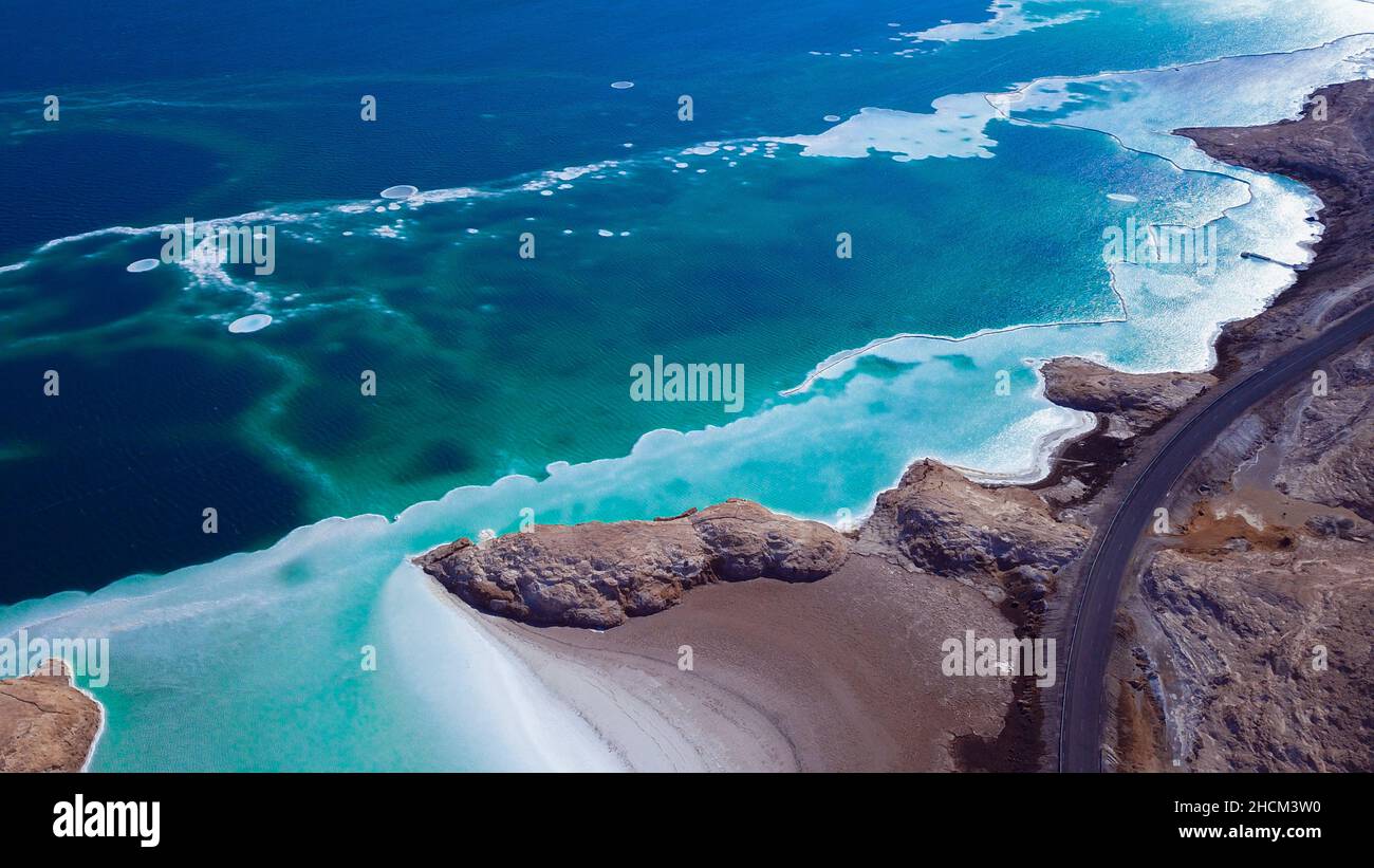 Aerial View to the Blue Salty Lake Assal, Djibouti Stock Photo - Alamy